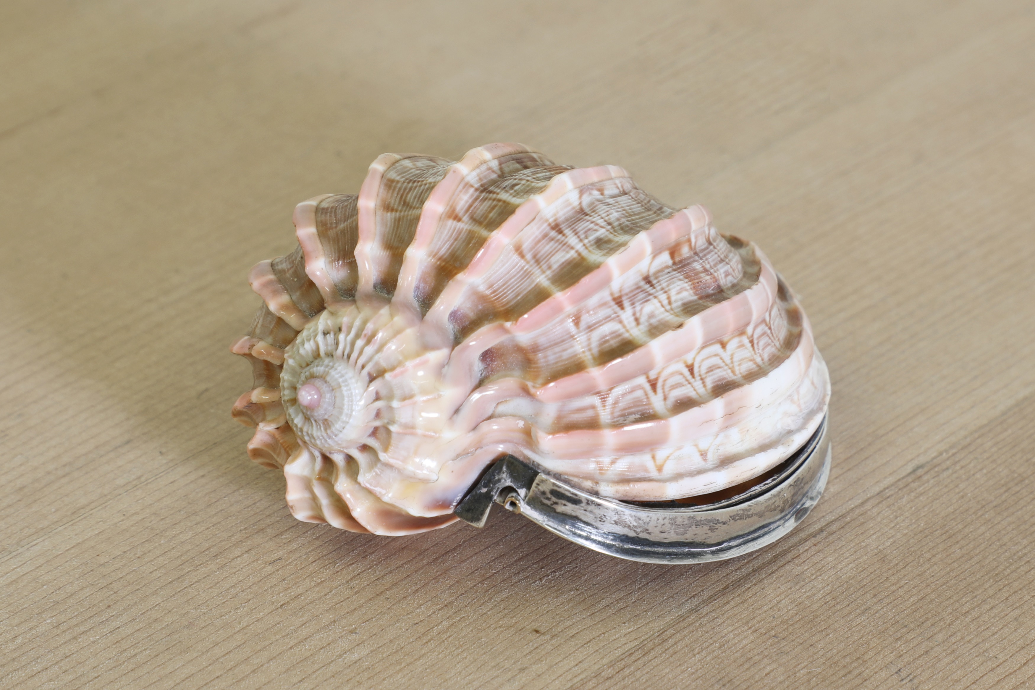 Lot 655 - An imperial harp shell box,