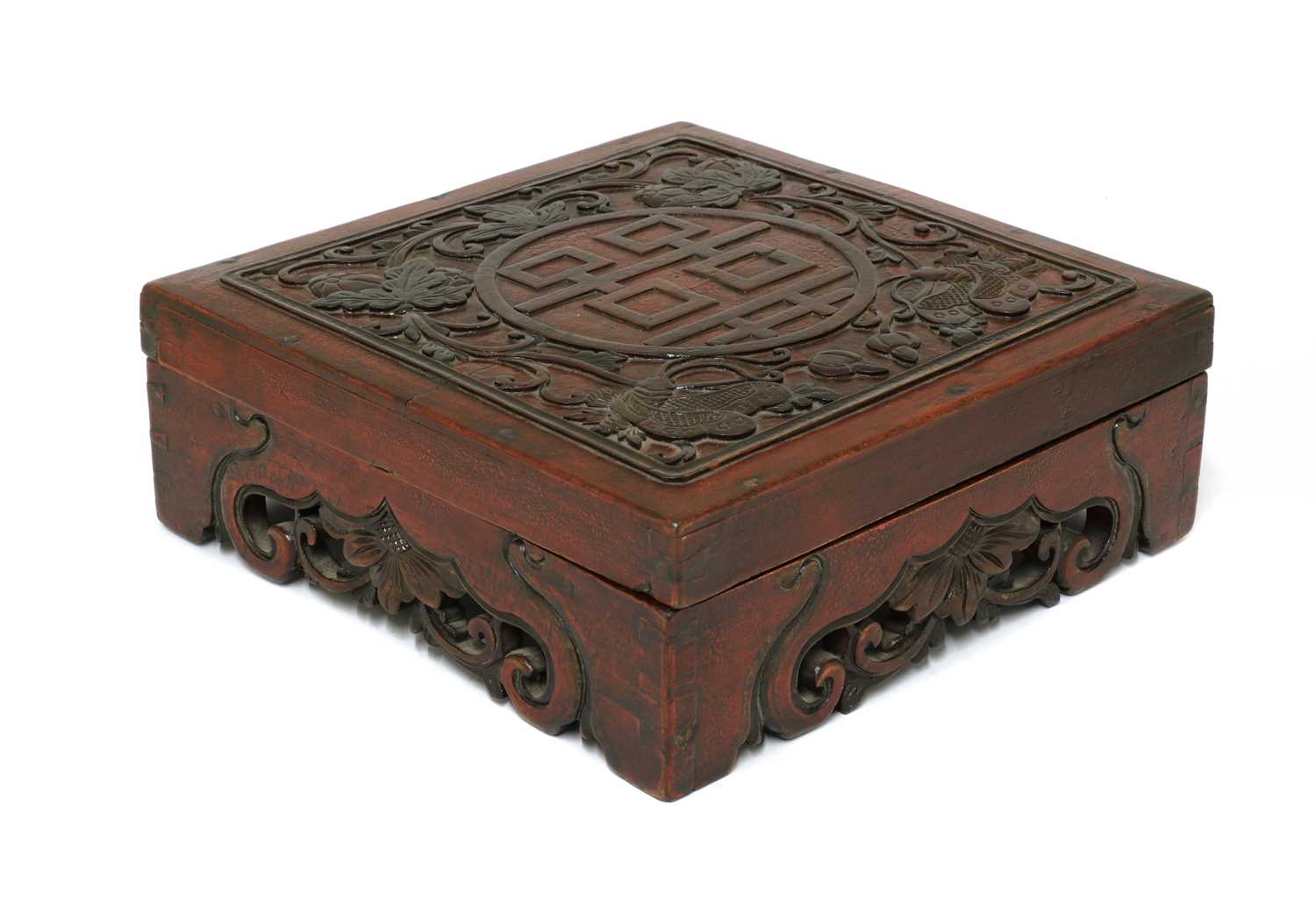 Lot 353 - A Chinese wood box and cover,