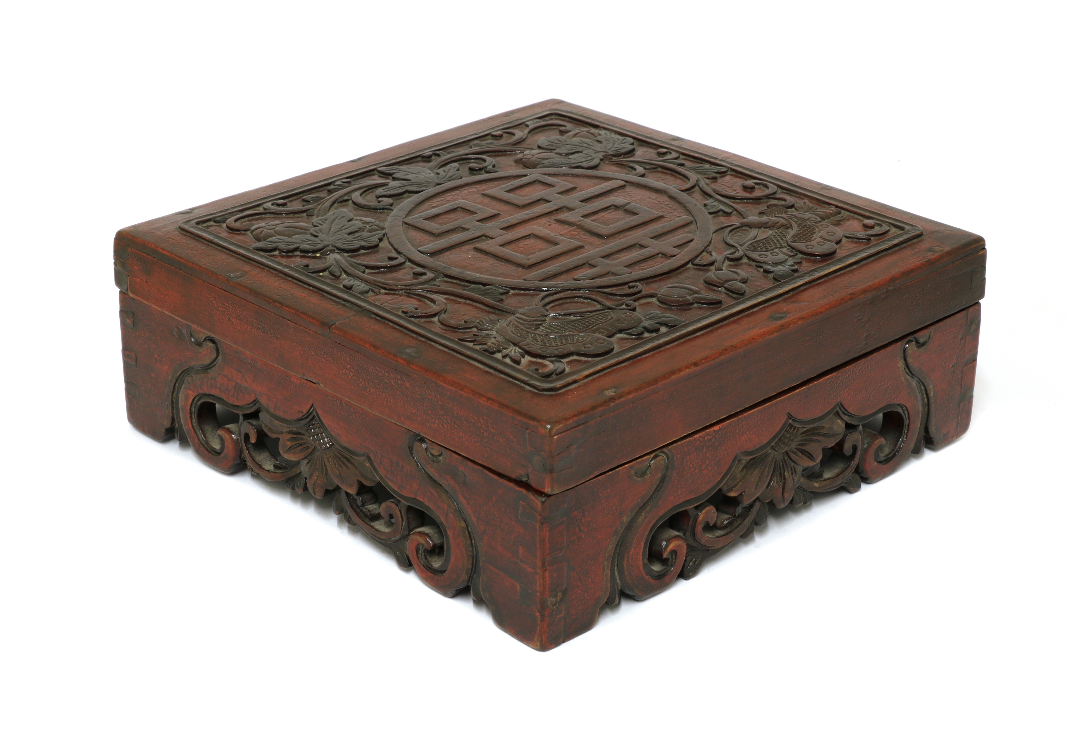 Lot 353 - A Chinese wood box and cover,
