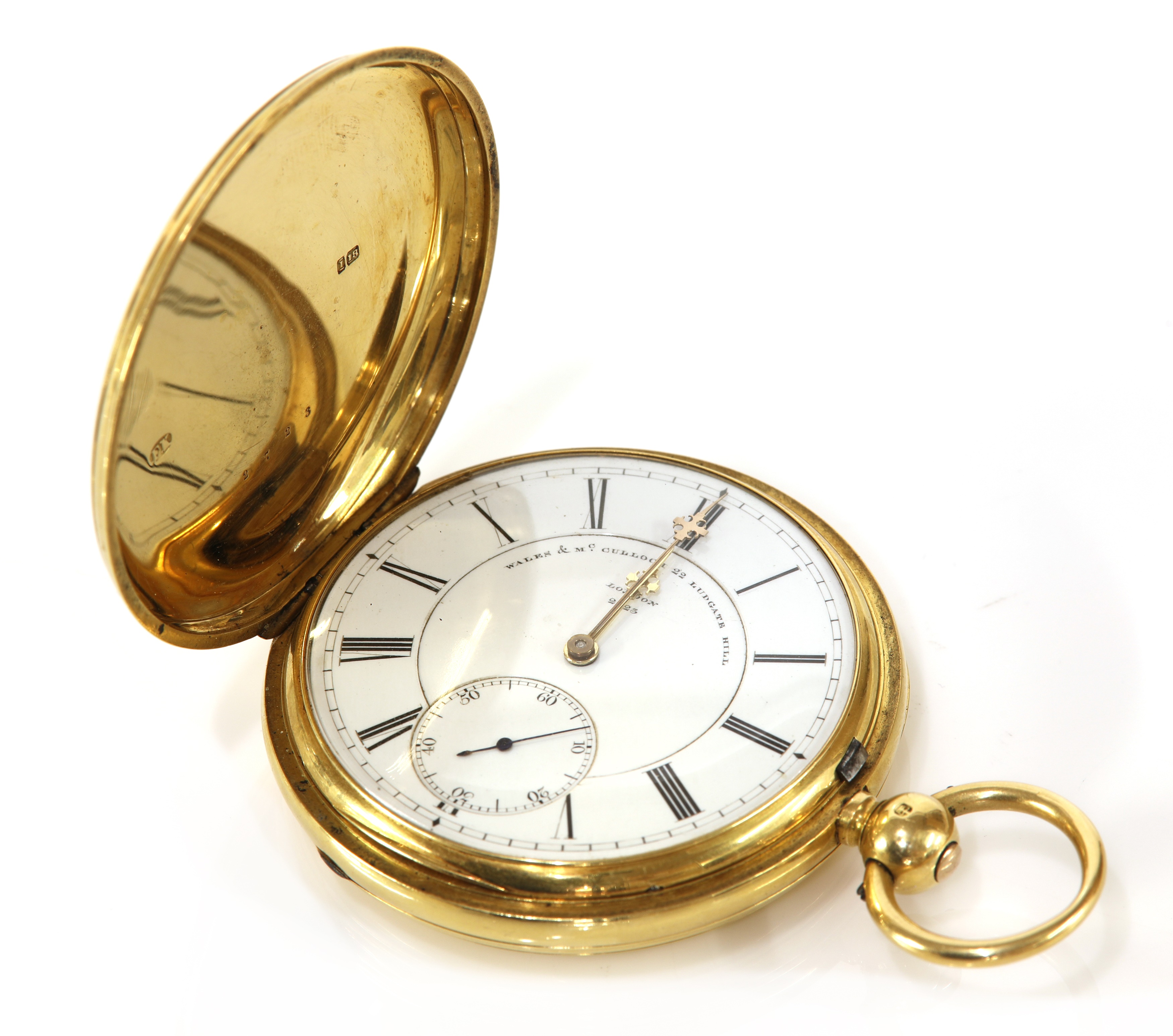 Lot 524 - An 18ct gold key wound hunter pocket watch,