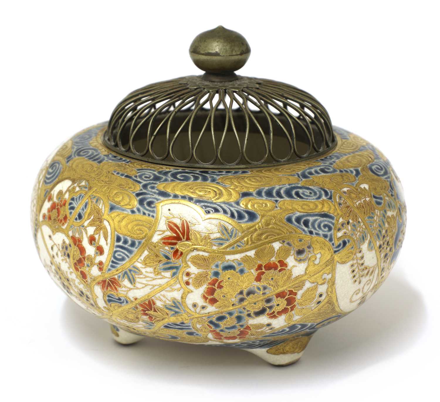 Lot 237 - A Japanese Satsuma ware koro and cover,