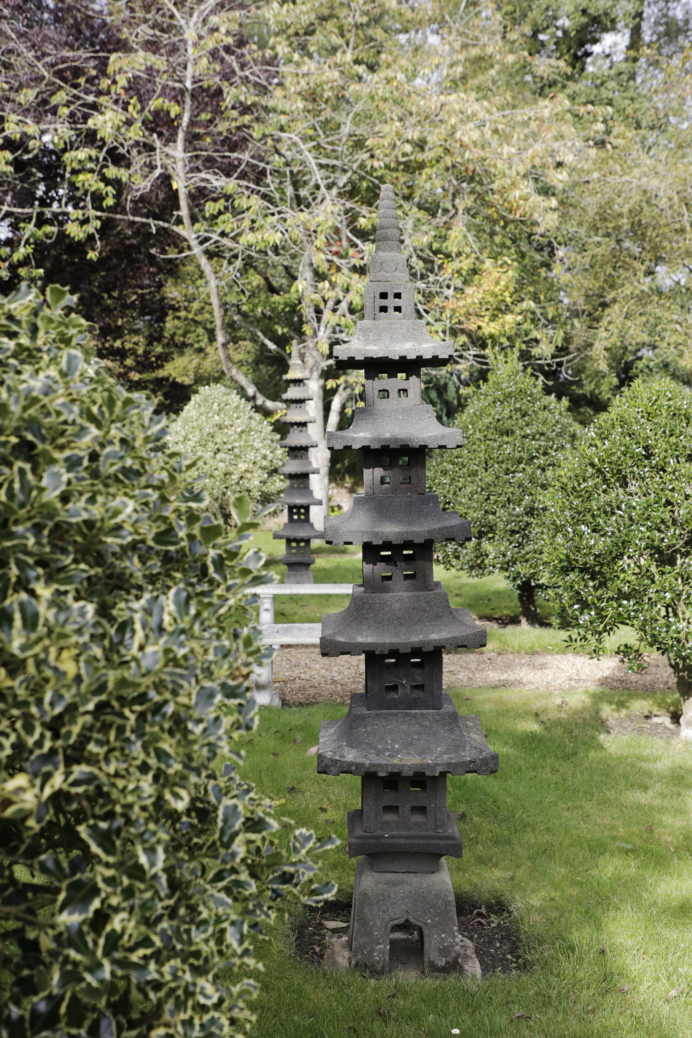 Lot 830 - A pair of carved lava stone 'Meru towers',