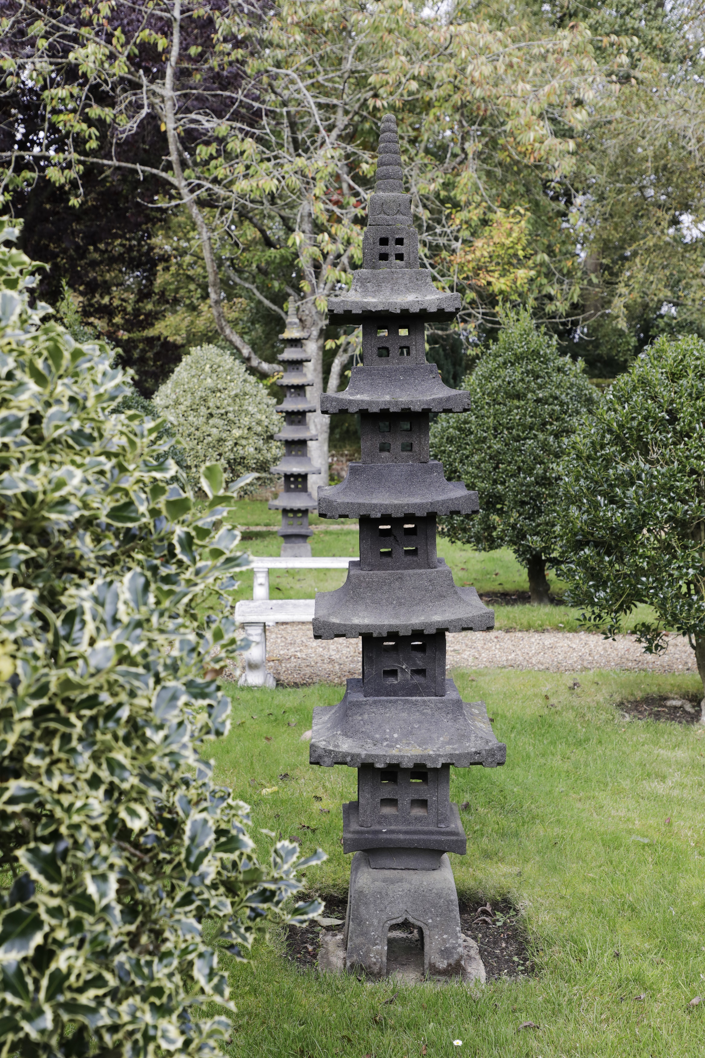 Lot 830 - A pair of carved lava stone 'Meru towers',