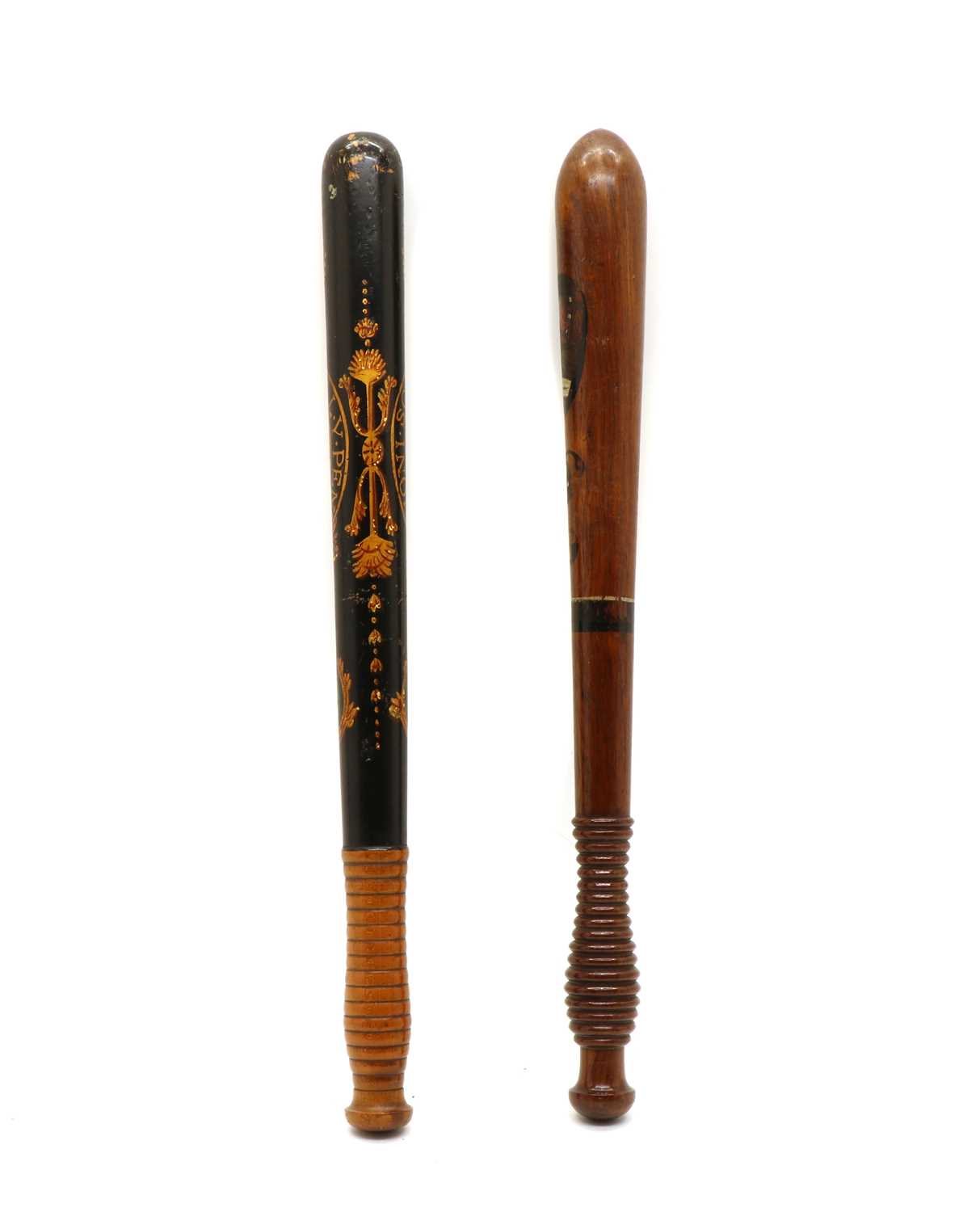 Lot 256 - Two 19th century painted truncheons