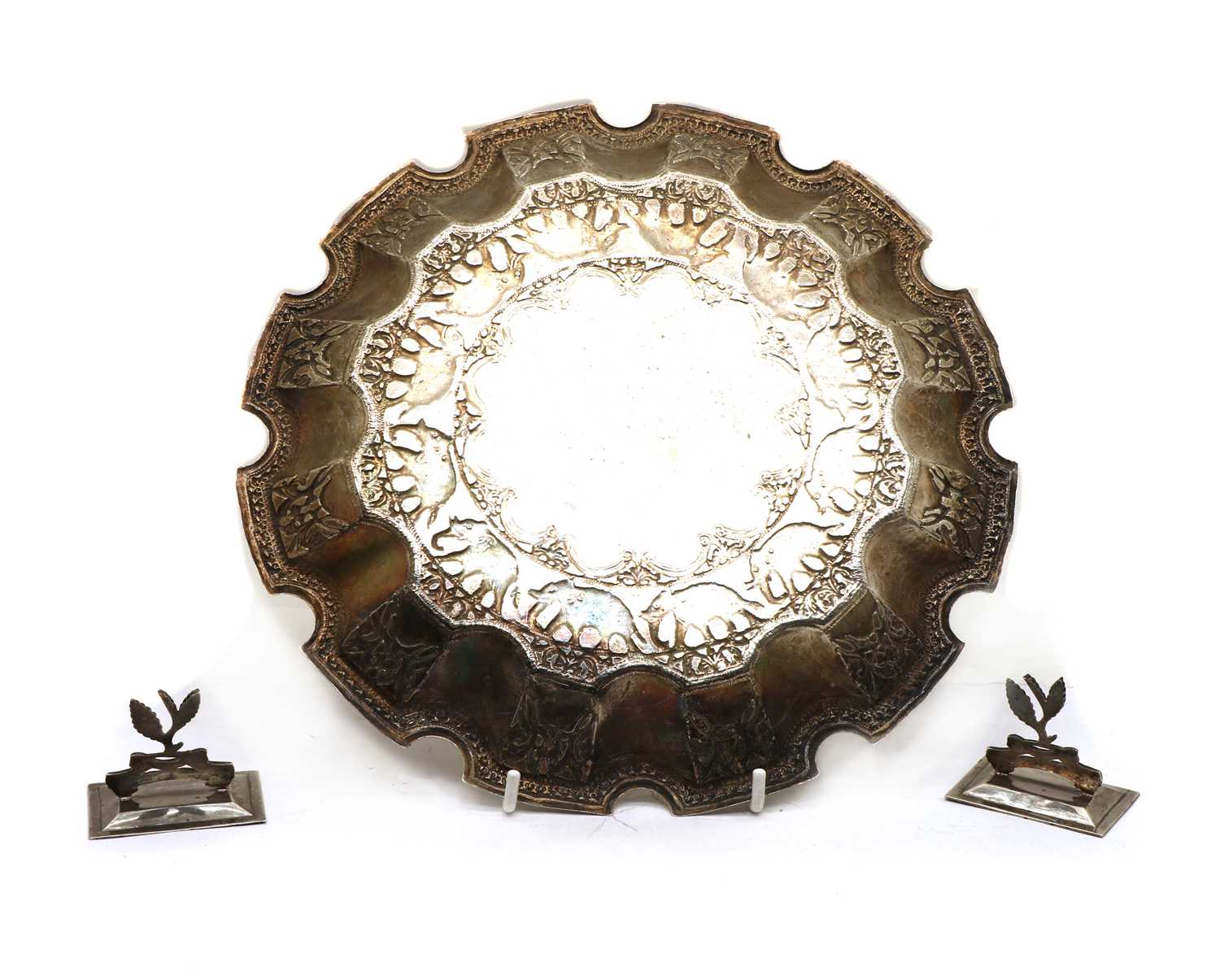Lot 52 - A Ceylon silver salver,