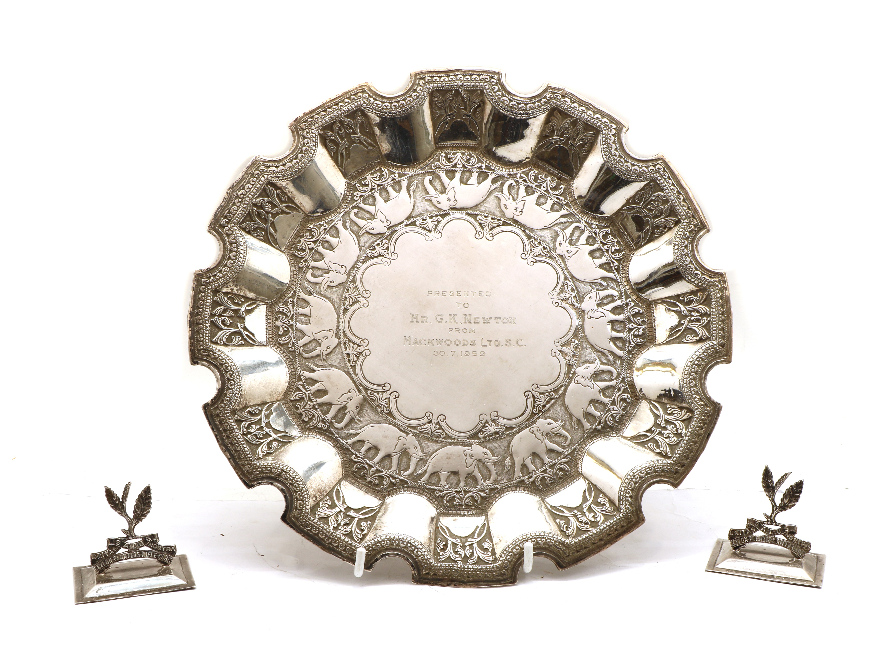 Lot 52 - A Ceylon silver salver,