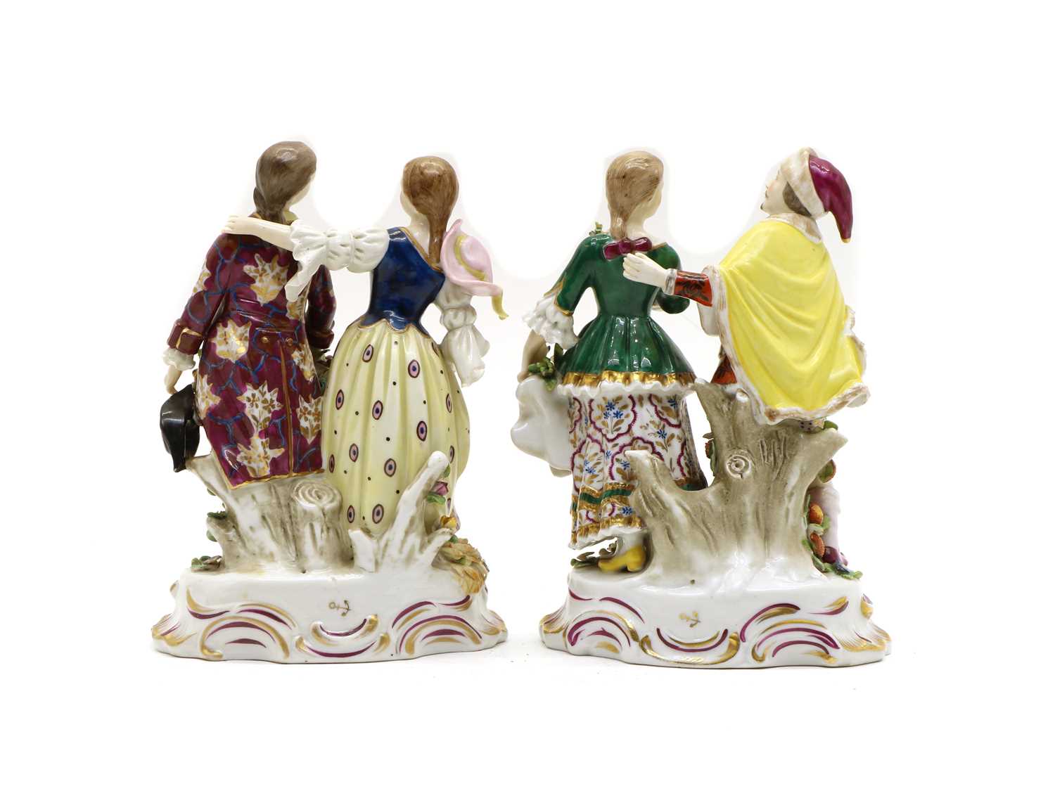Lot 158 - A pair of porcelain figure groups,