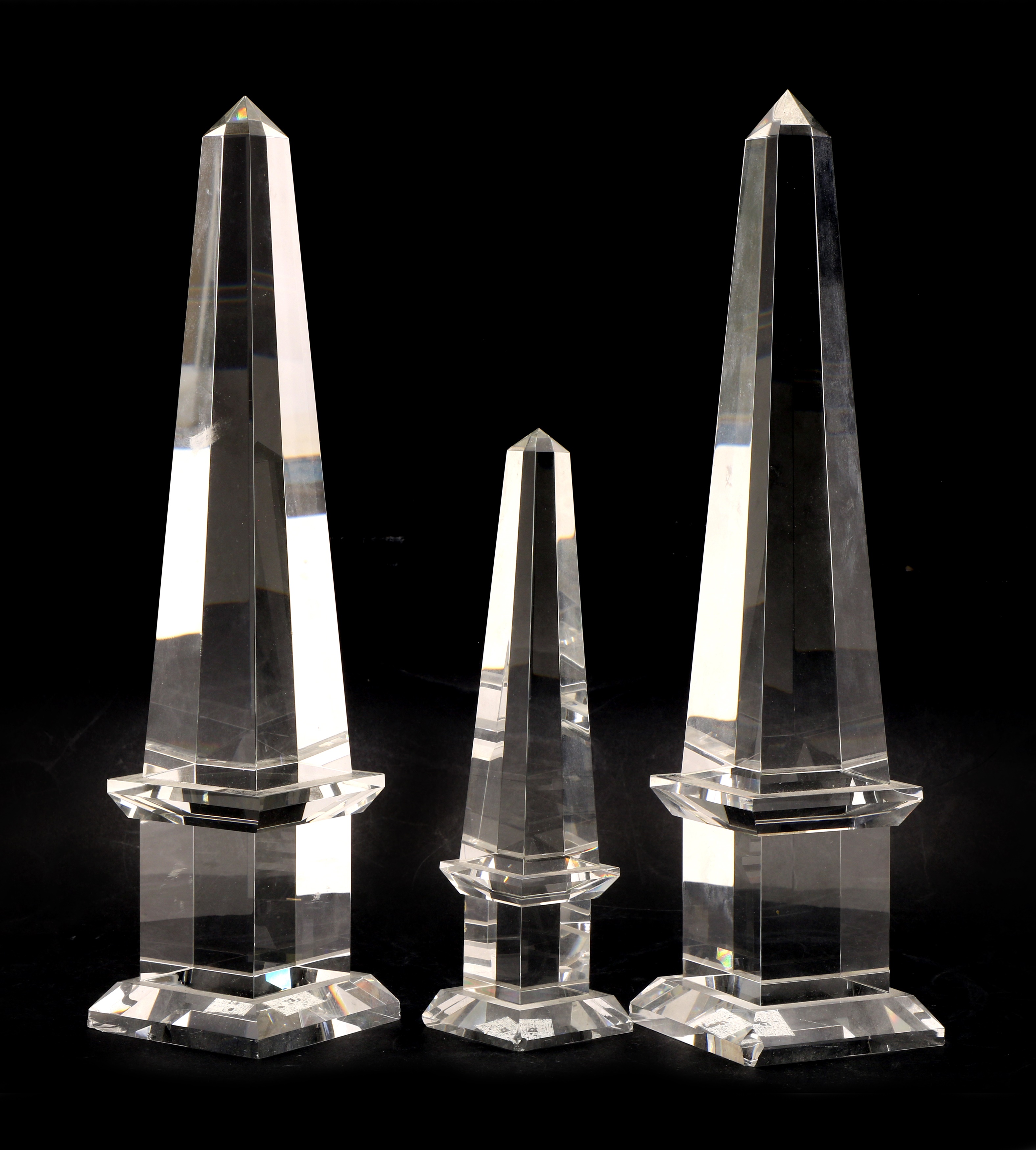 Lot 362 - A pair of cut glass obelisks,