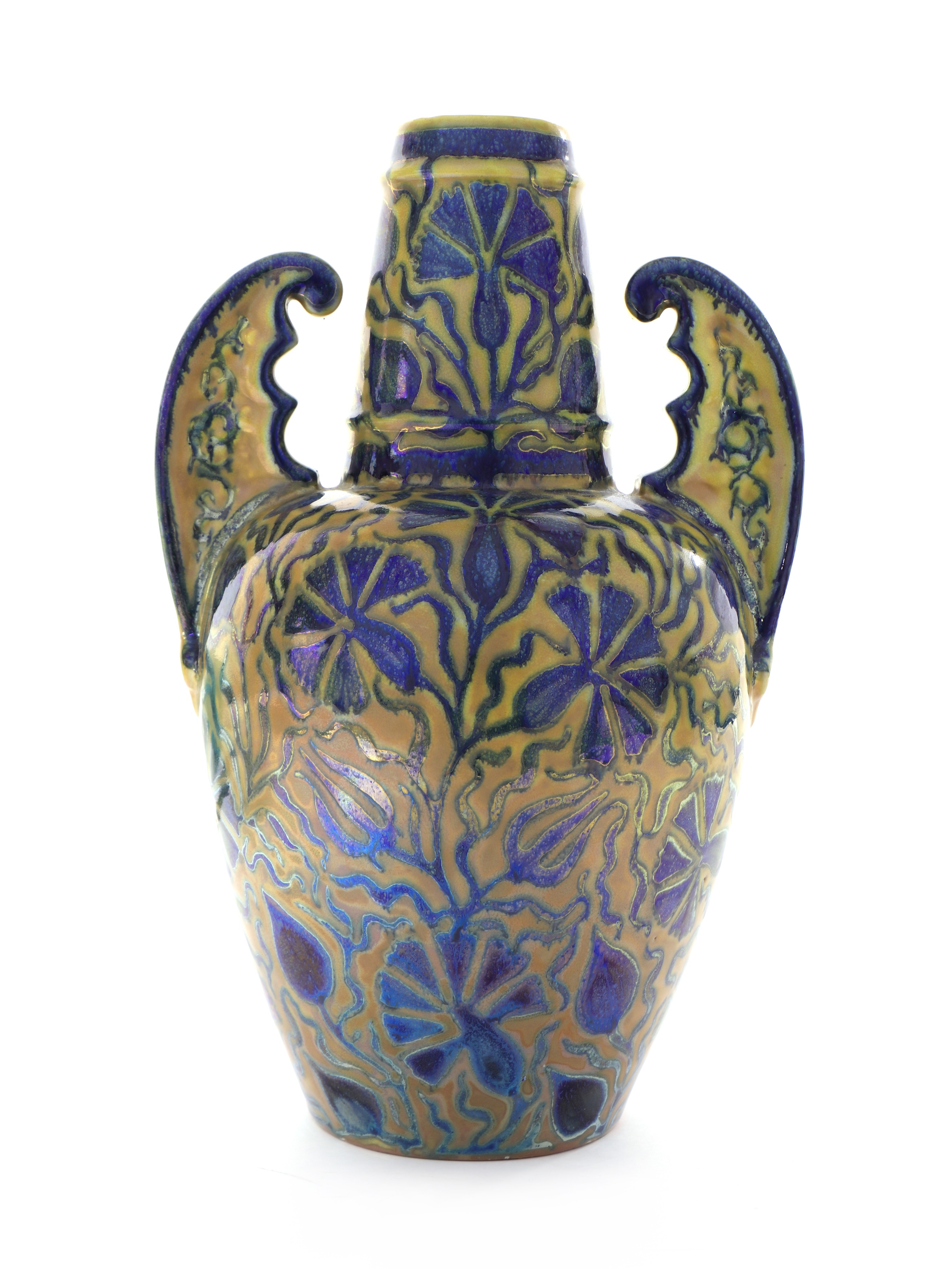 Lot 116 - A Clément Massier pottery twin-handled