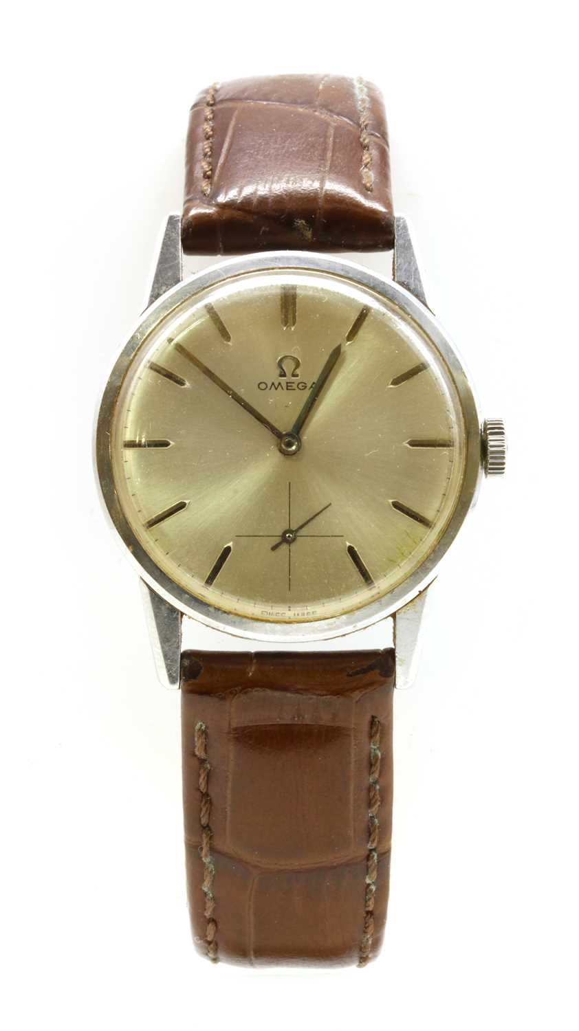 Lot 361 - A stainless steel Omega mechanical strap