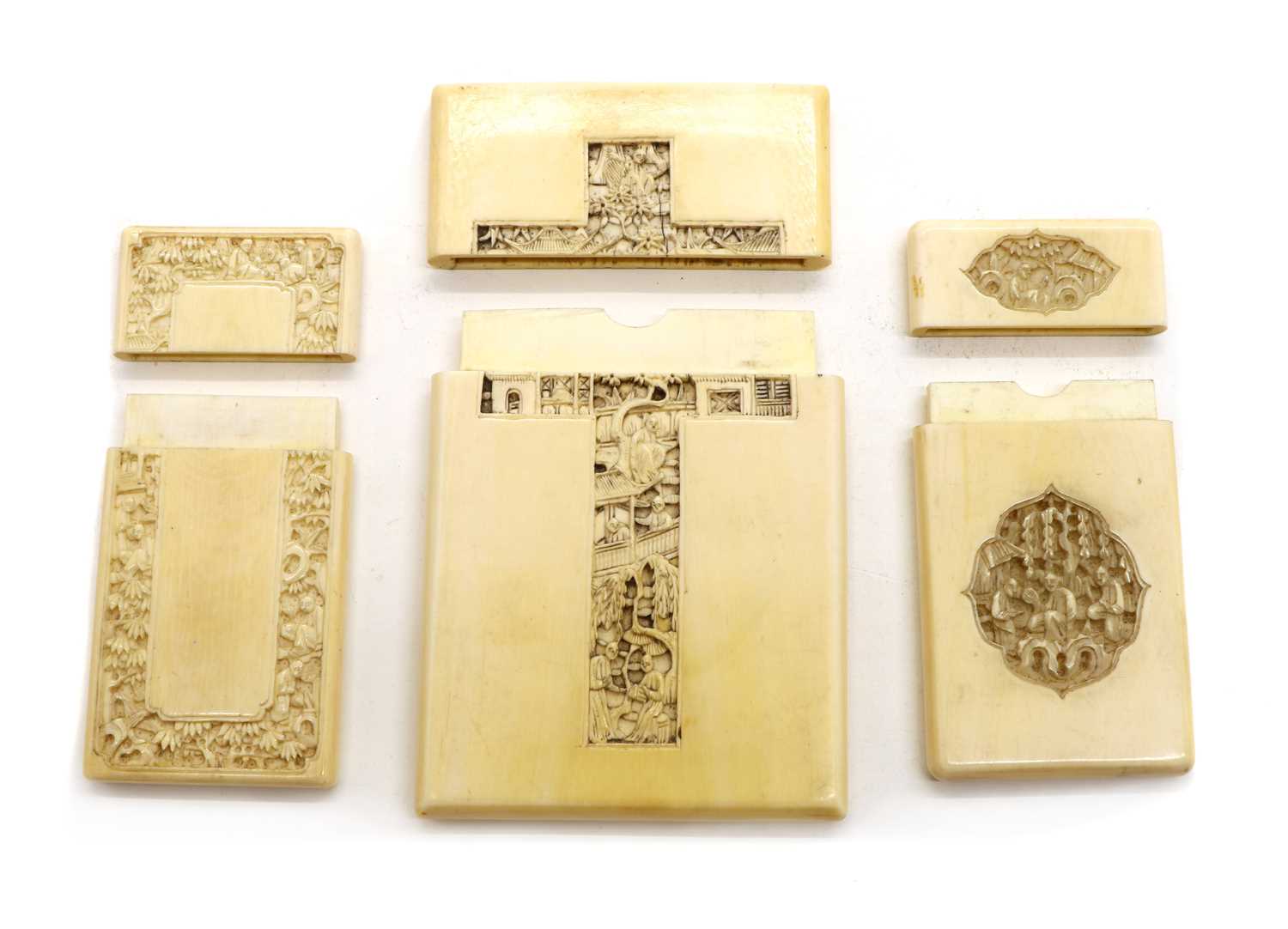 Lot 121 - A Chinese carved ivory card case,
