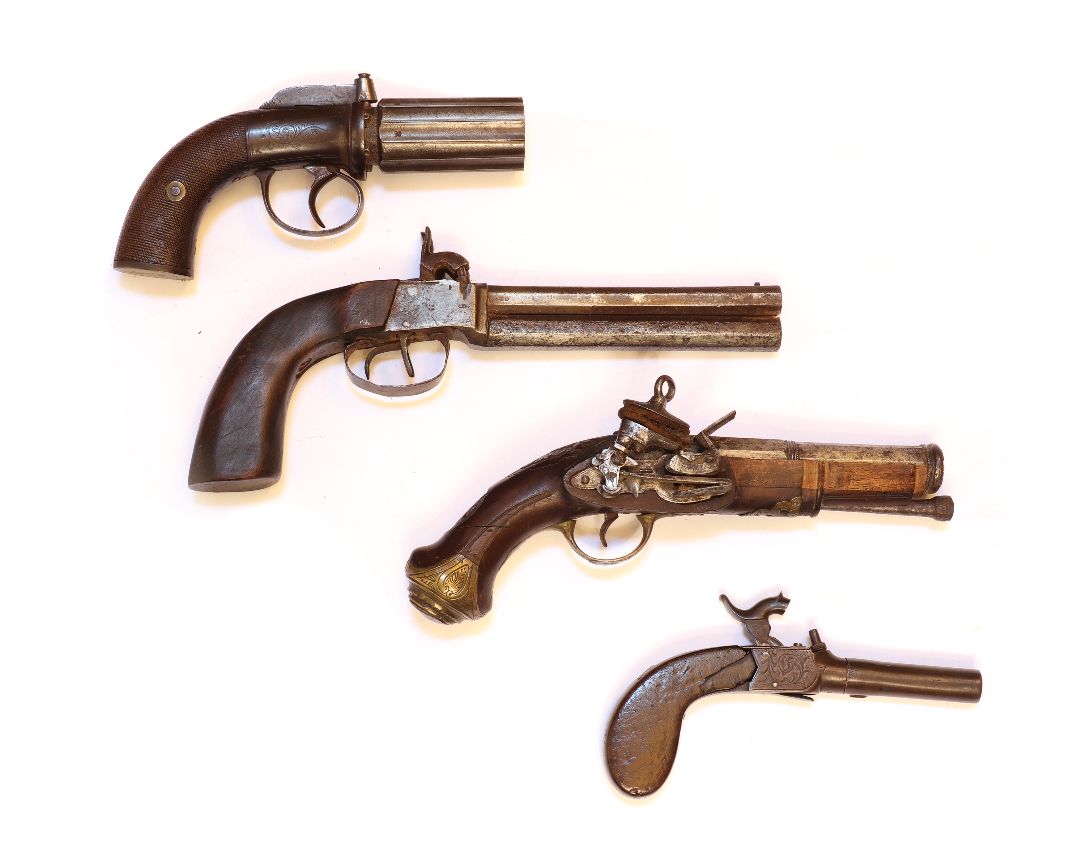 Lot 74 - A 'pepper-box' six barrelled percussion