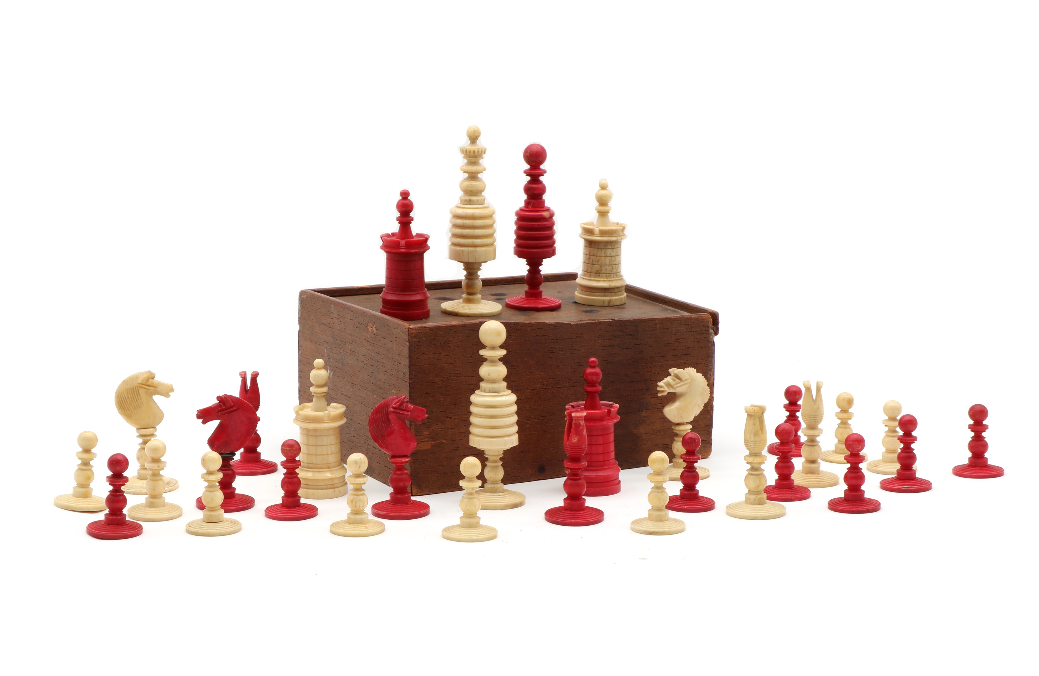 Lot 234 - A bone chess set,
