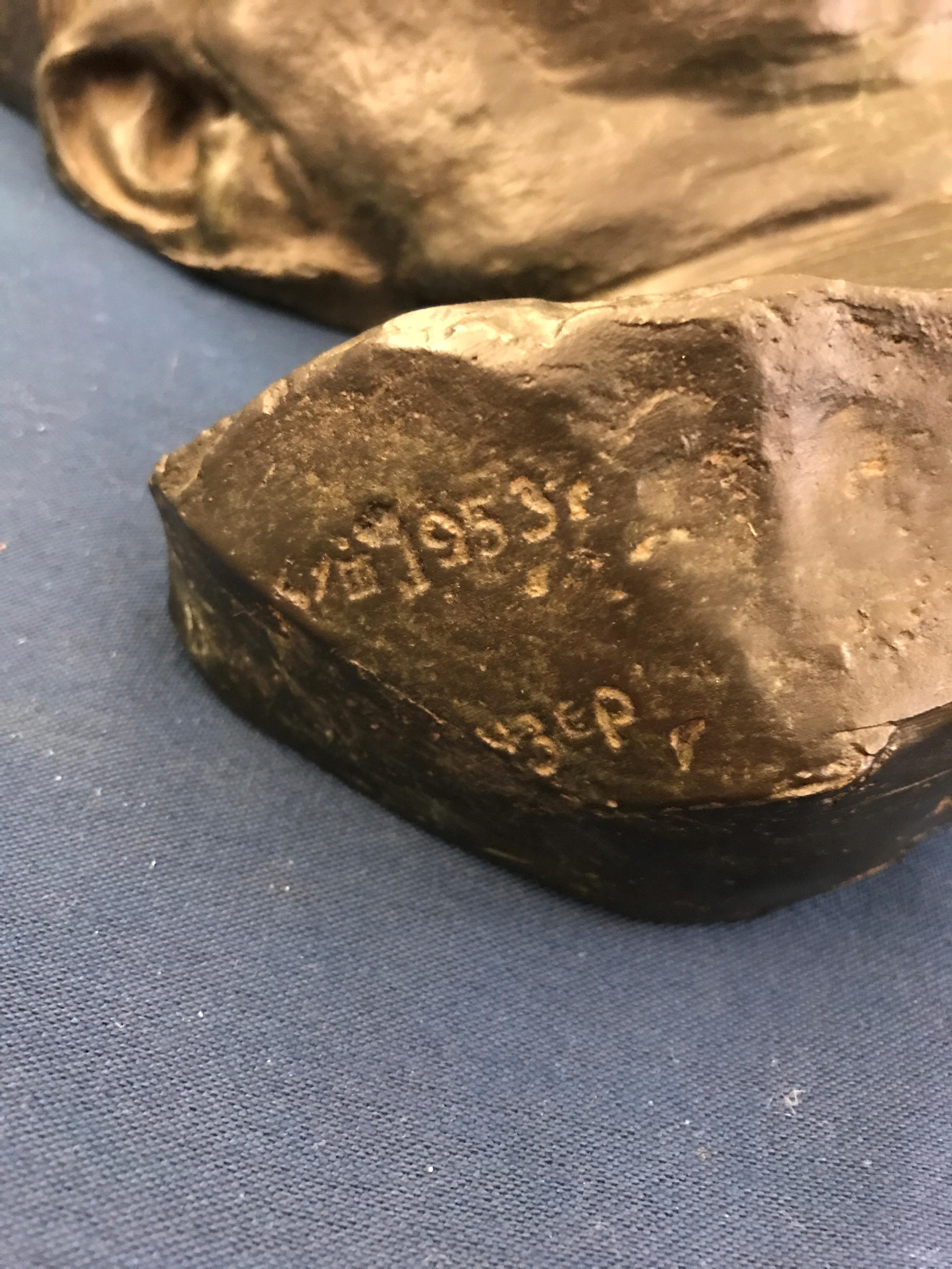 Lot 443 - A patinated bronze death mask of Josef