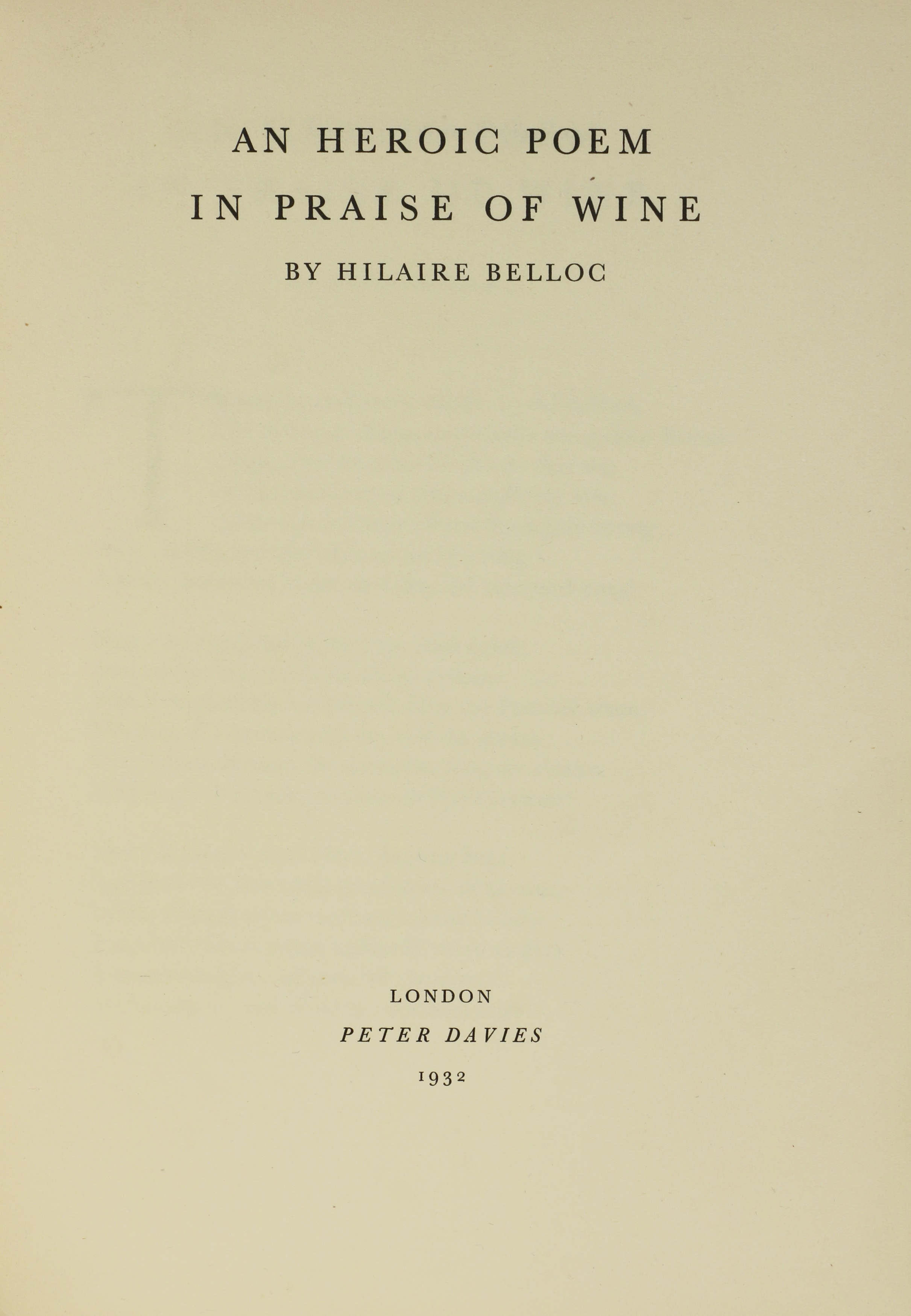 Lot 255 - BELLOC (Hilaire):