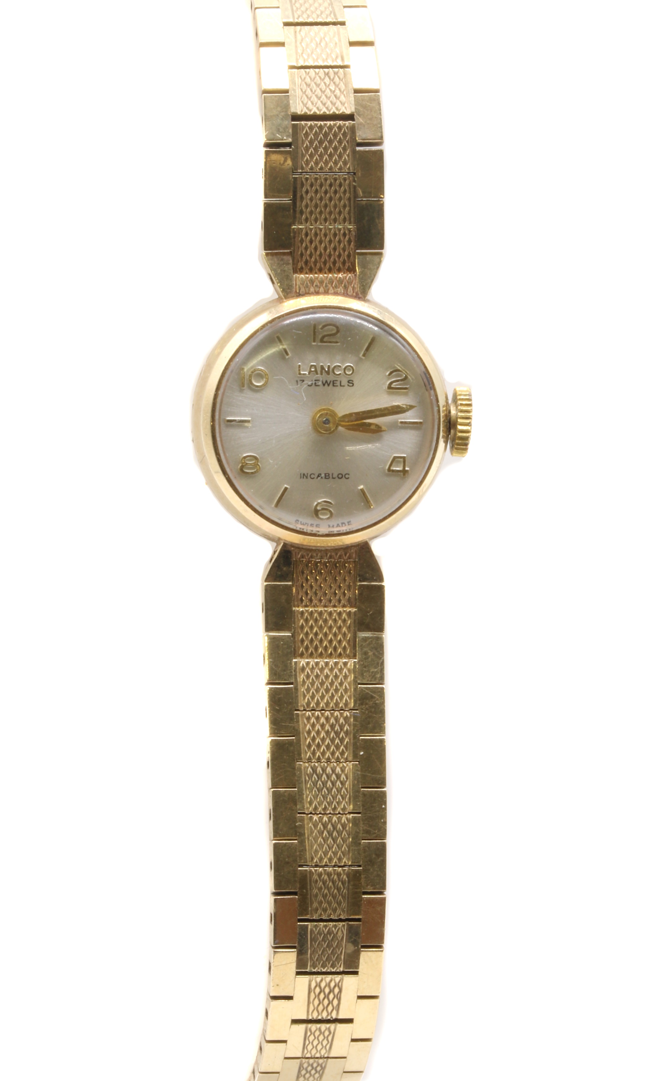 Lot 497 - A ladies' 9ct gold Lanco mechanical bracelet