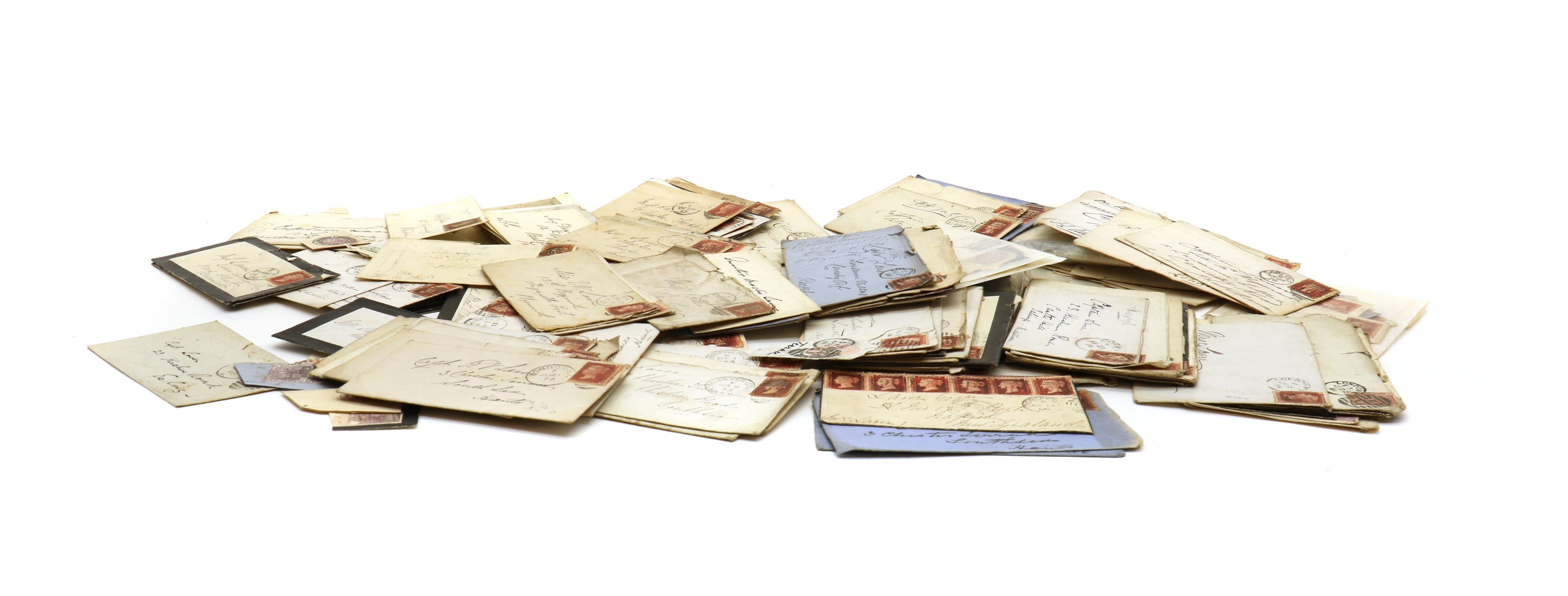 Lot 297 - A box of penny reds on covers,