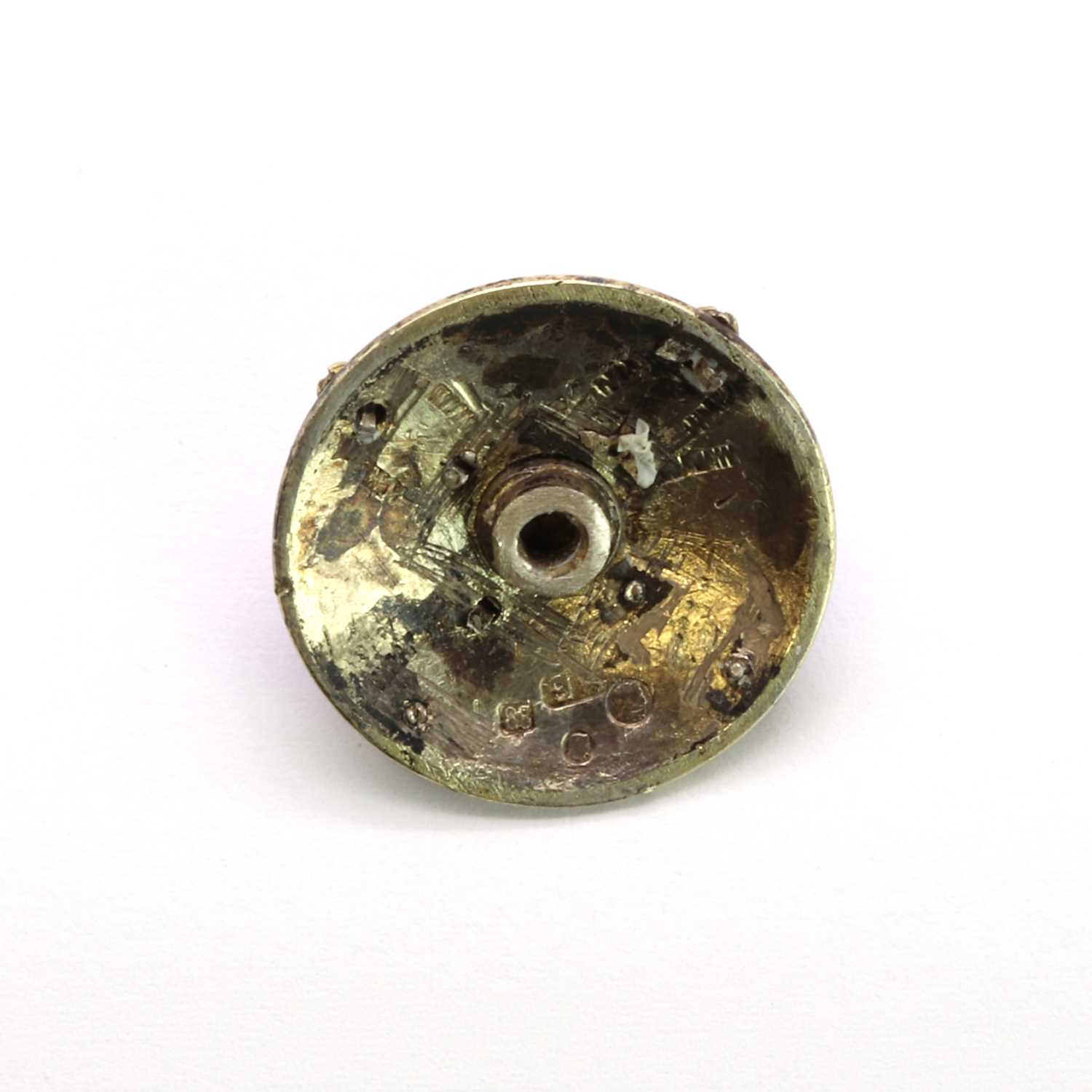 Lot 13 - A Russian silver enamelled bell push piece,