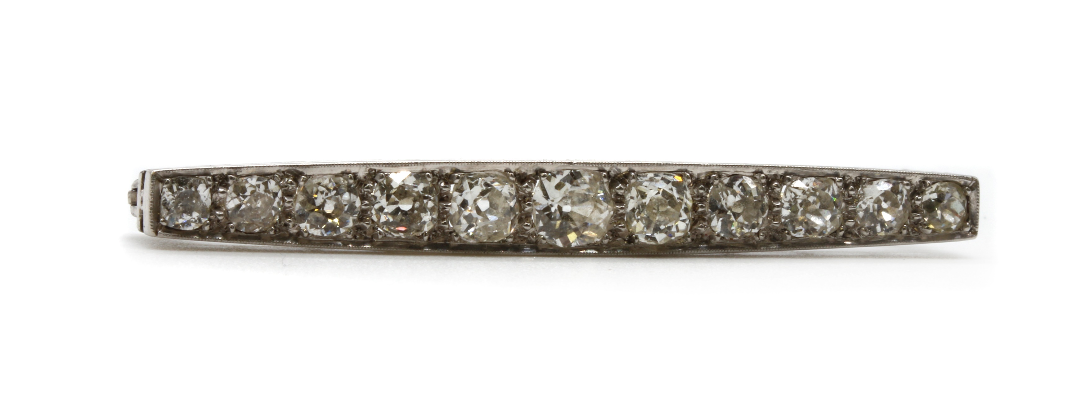 Lot 8 - An old cut diamond bar brooch,