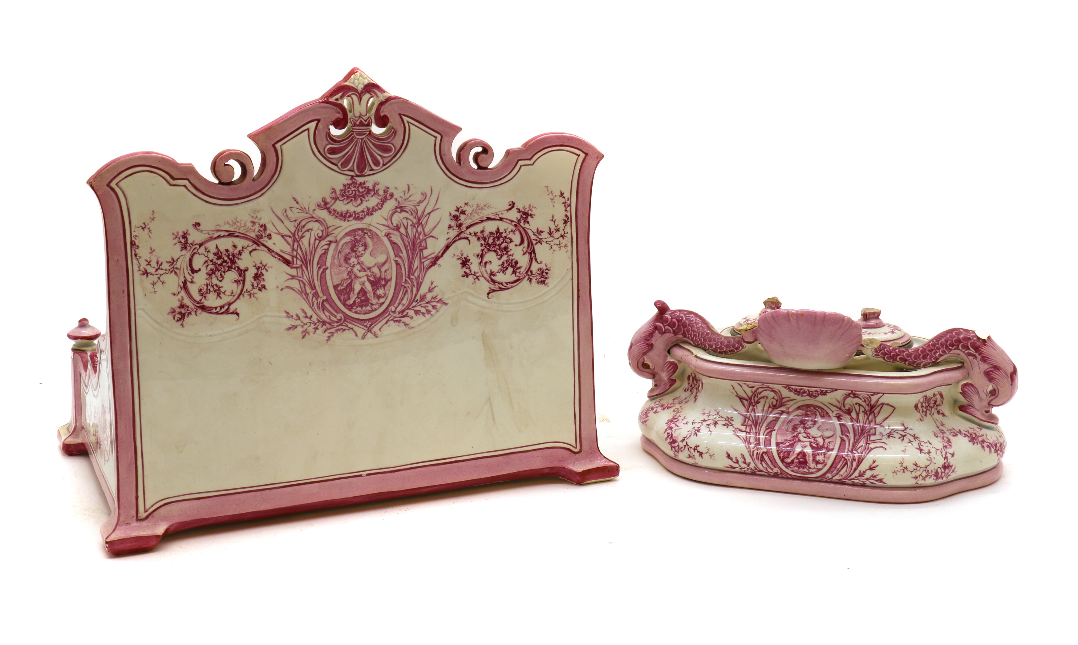 Lot 172 - A Faïencerie de Gien pottery letter rack,