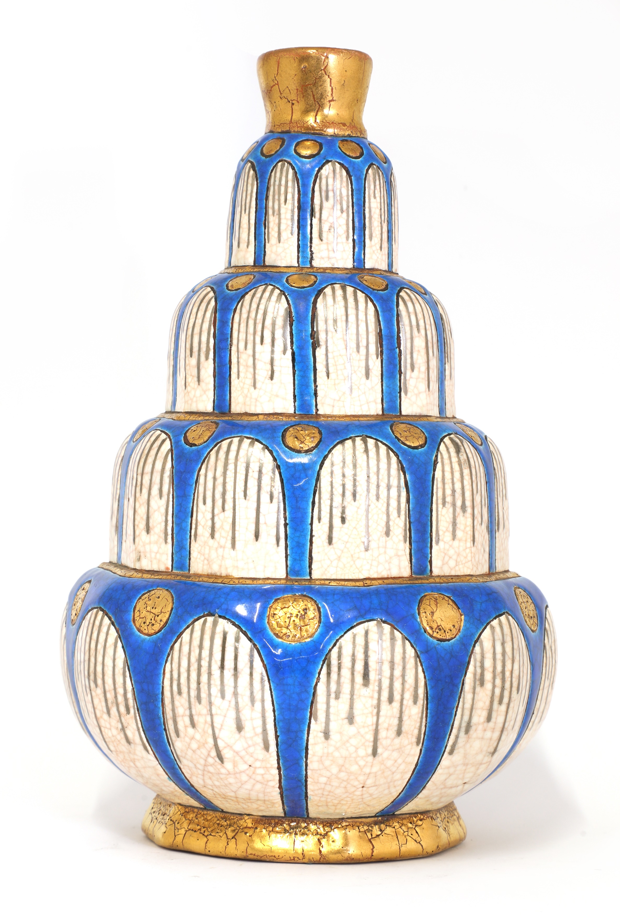 Lot 242 - A Longwy pottery 'fountain' vase,