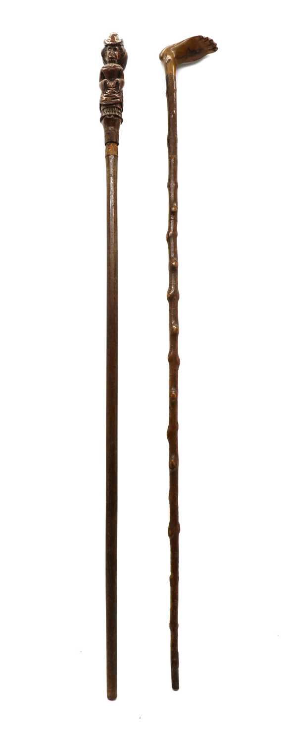 Lot 199 - An 18th century wooden walking stick,