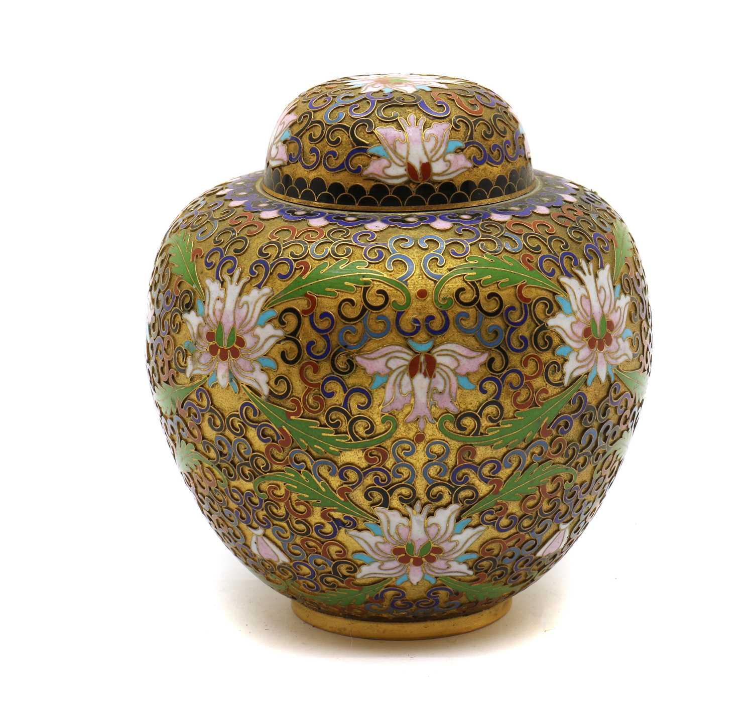 Lot 131 - A Japanese cloisonne urn and cover,