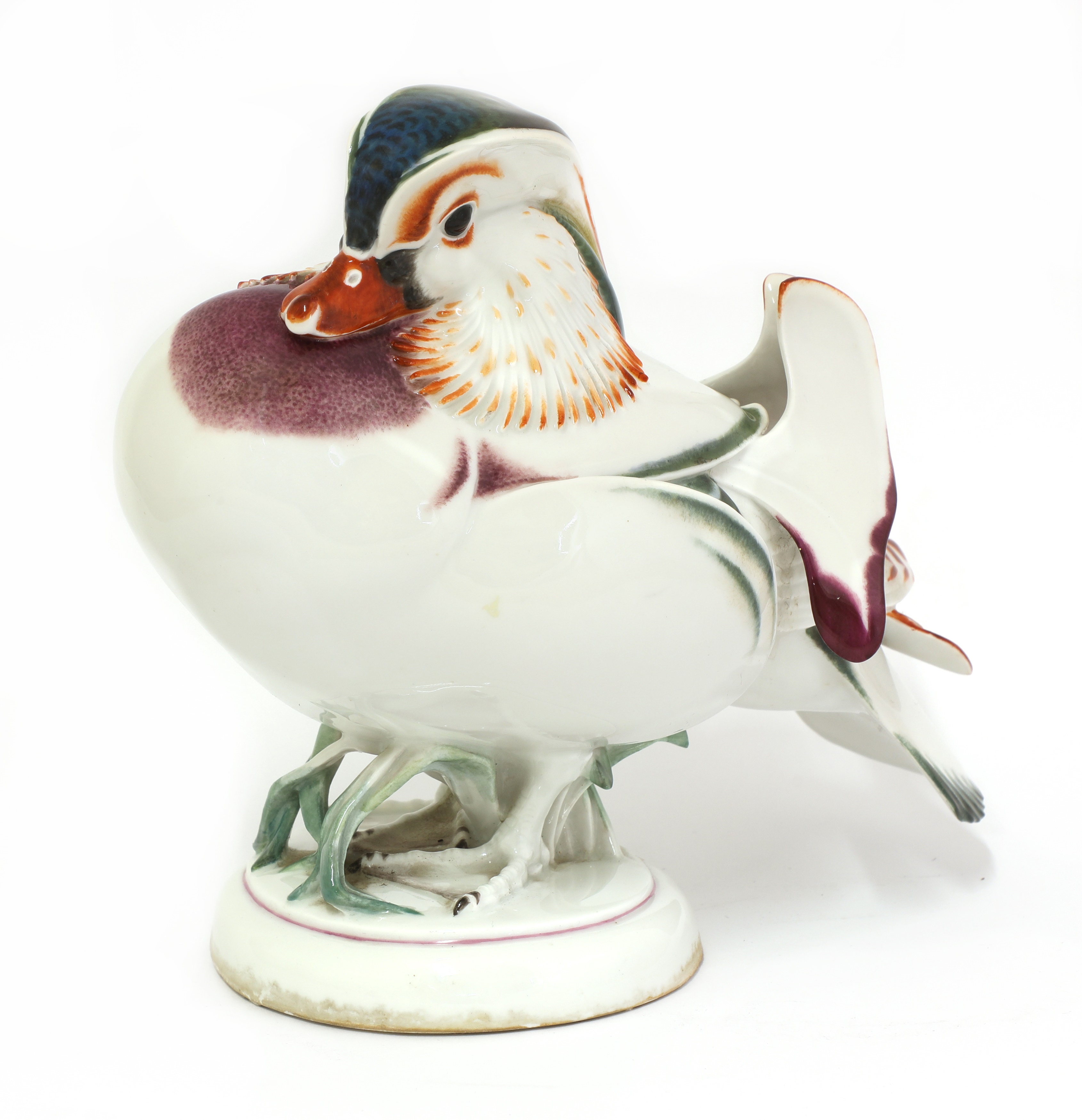 Lot 223 - A Meissen porcelain mandarin duck,