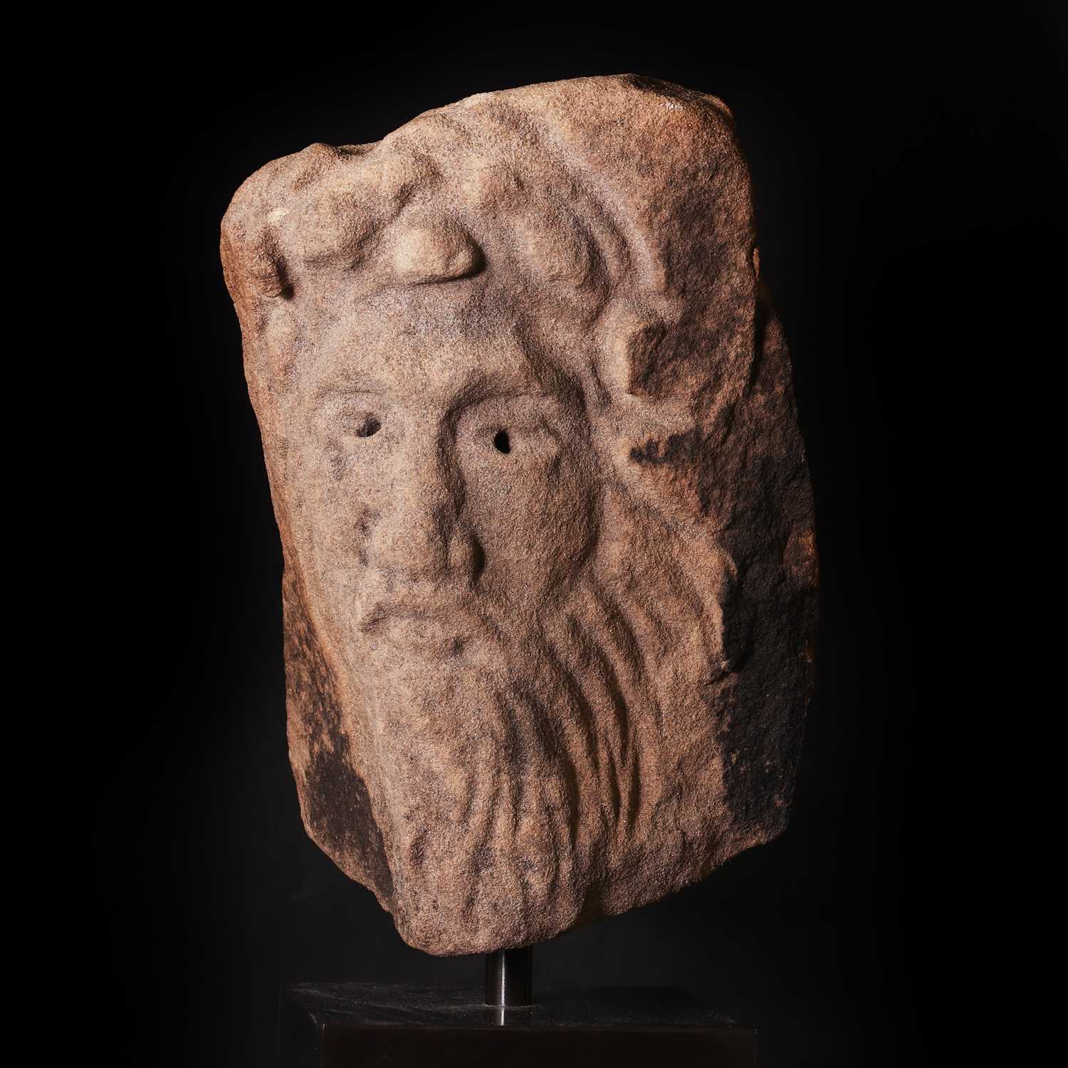 Lot 131 - A medieval limestone head, 'God The Father',