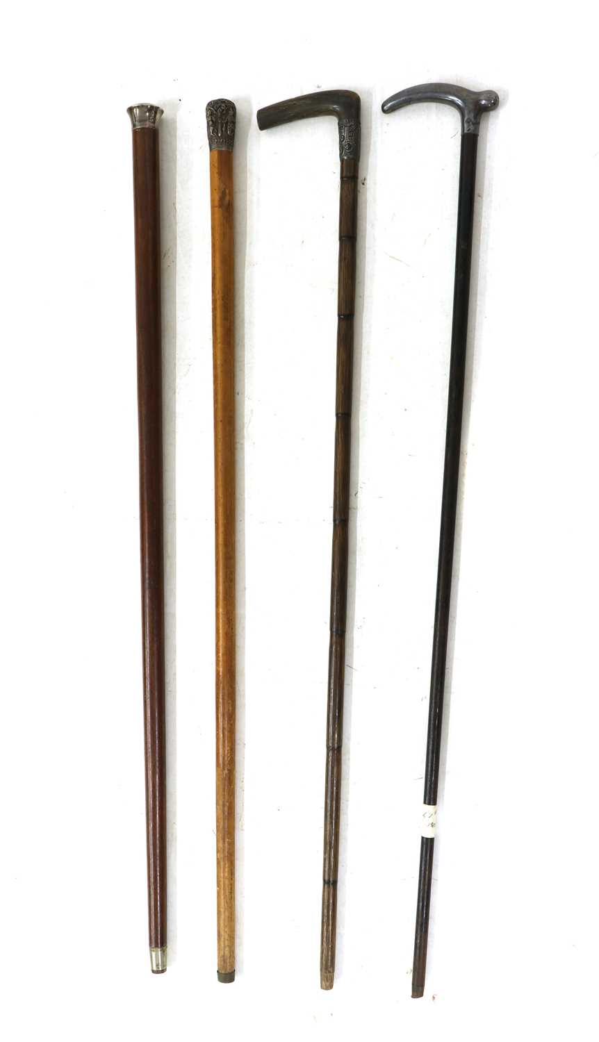 Lot 340 - An 800 standard silver mounted cane,
