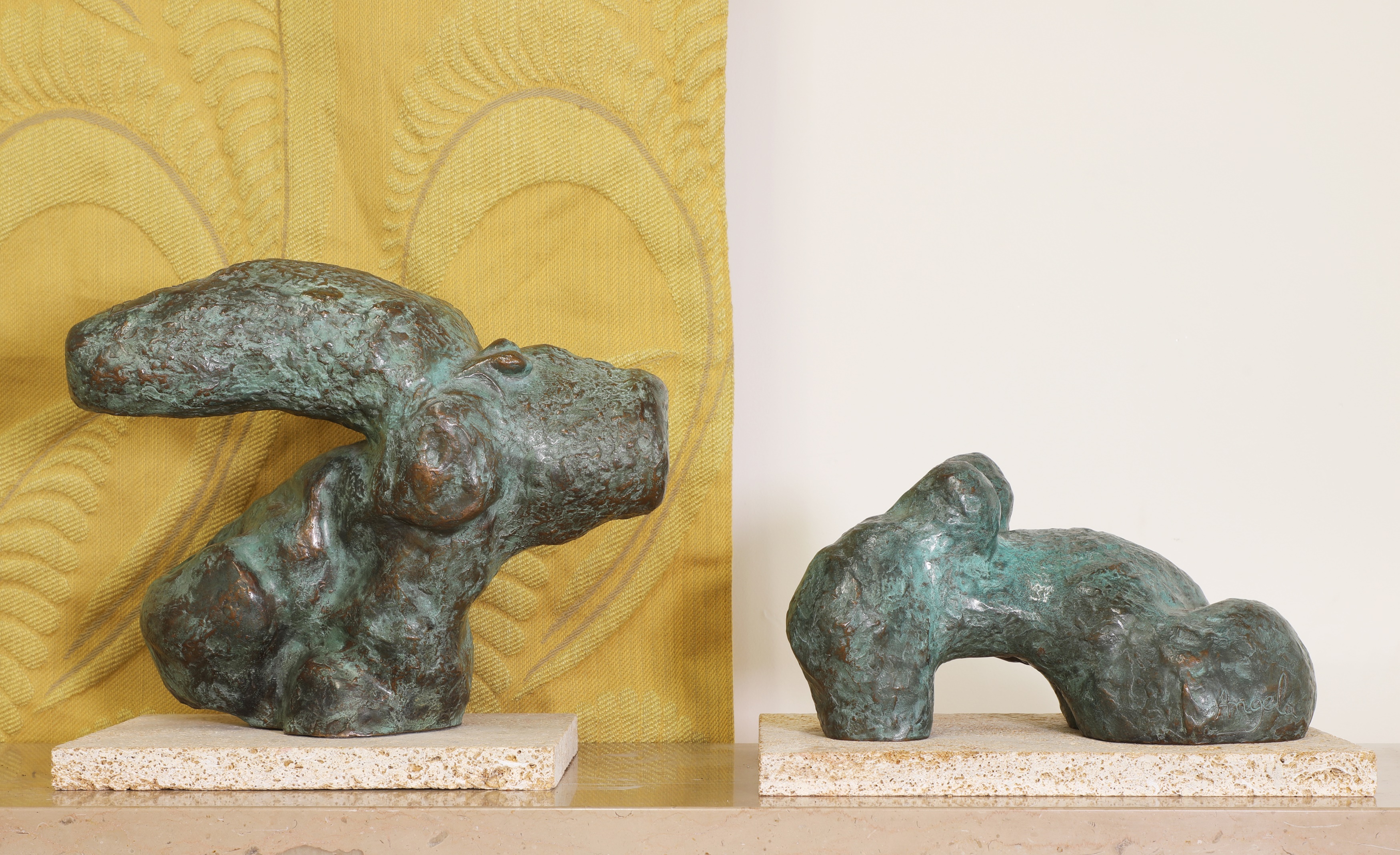 Lot 441 - A pair of brutalist bronze sculptures,