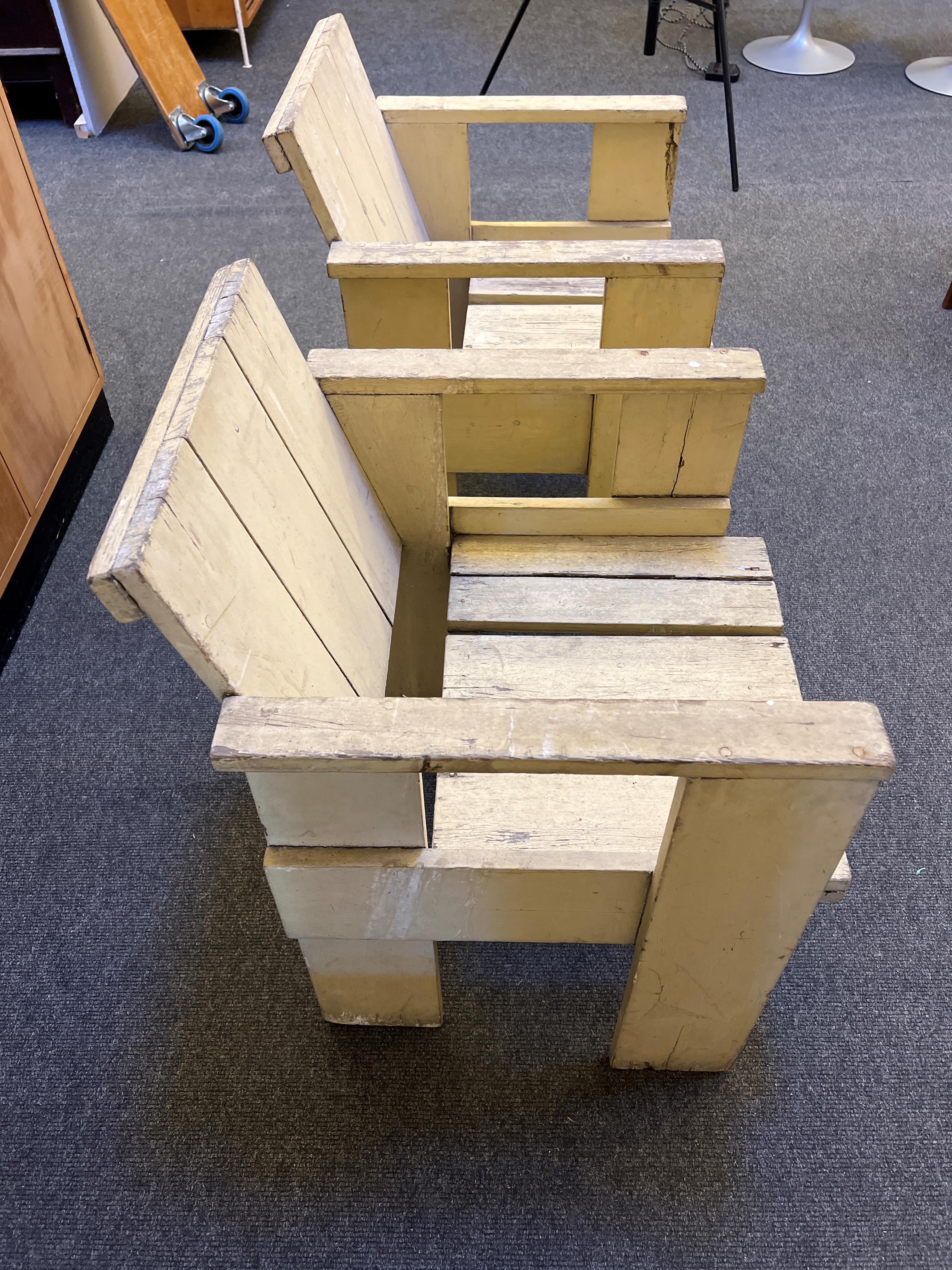 Lot 394 - A pair of painted wooden 'Crate' chairs