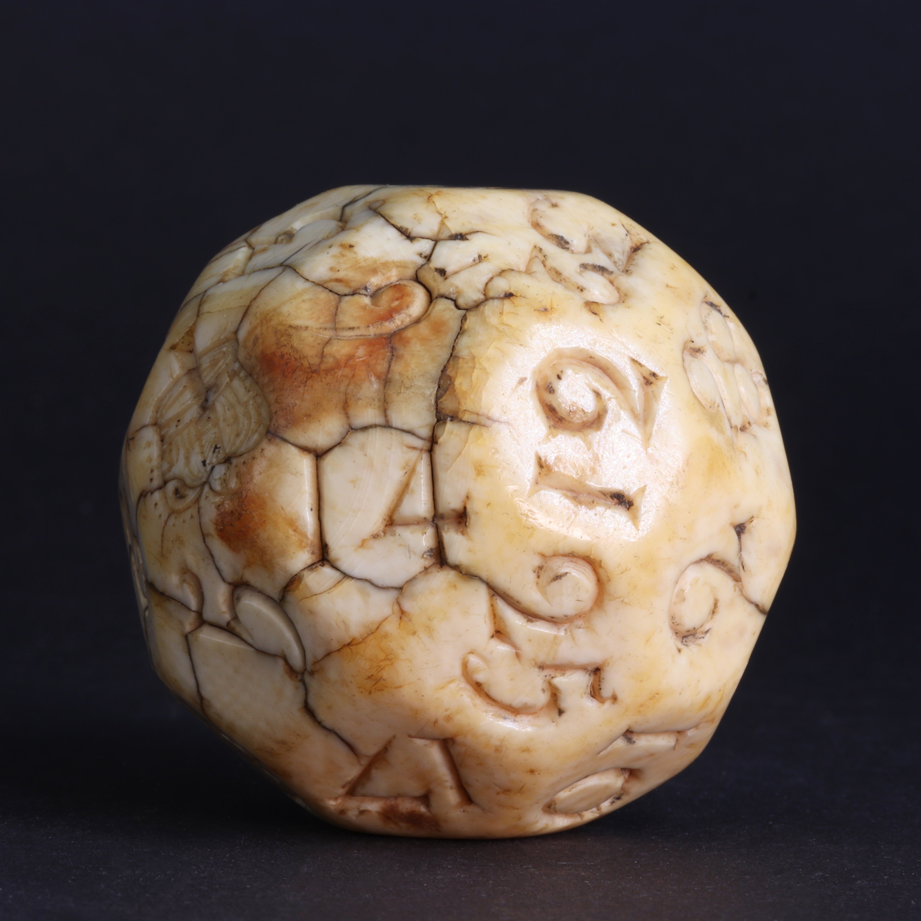 Lot 97 - A rare sailor's walrus ivory teetotum ball,