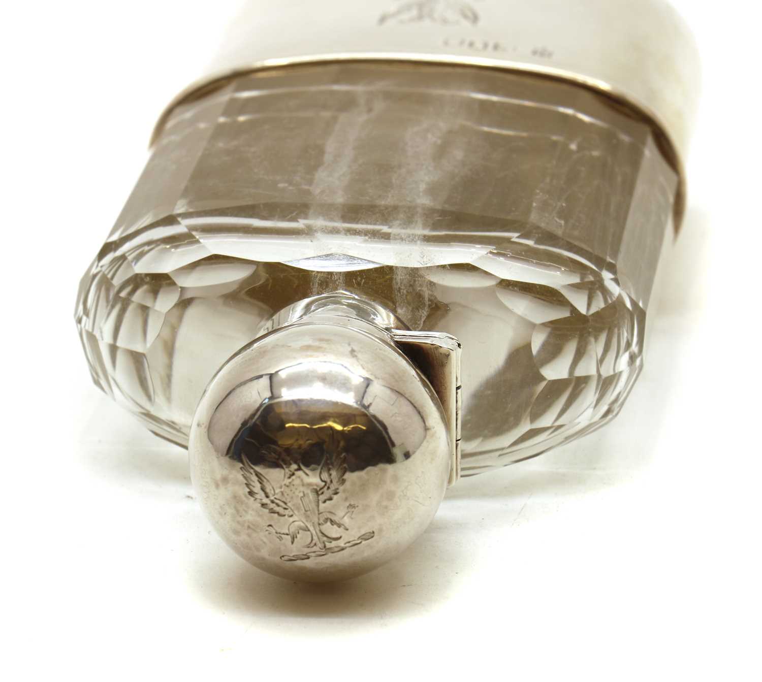 Lot 11 - A silver mounted and cut glass hip flask