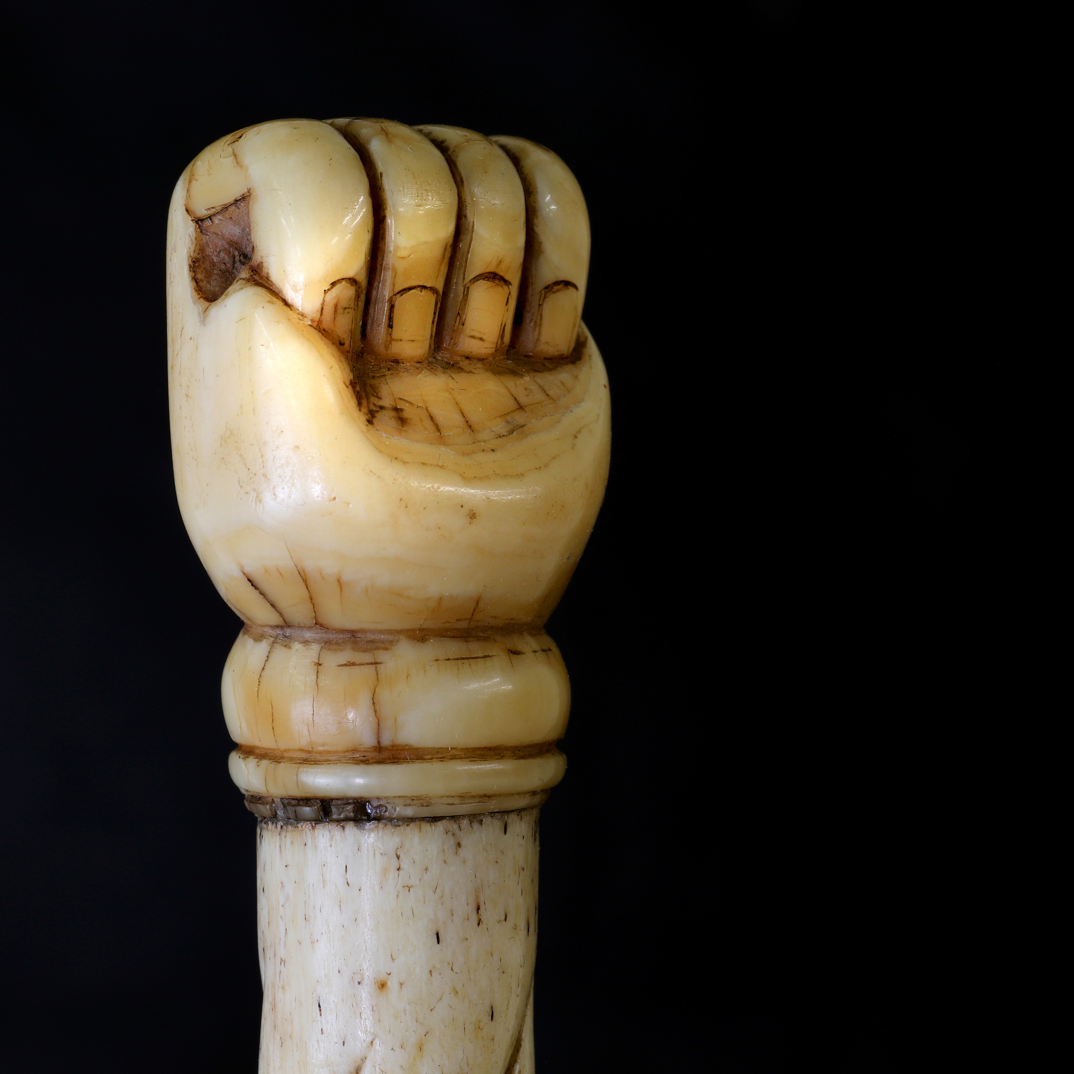 Lot 92 - A sailor's scrimshaw twist-carved whalebone