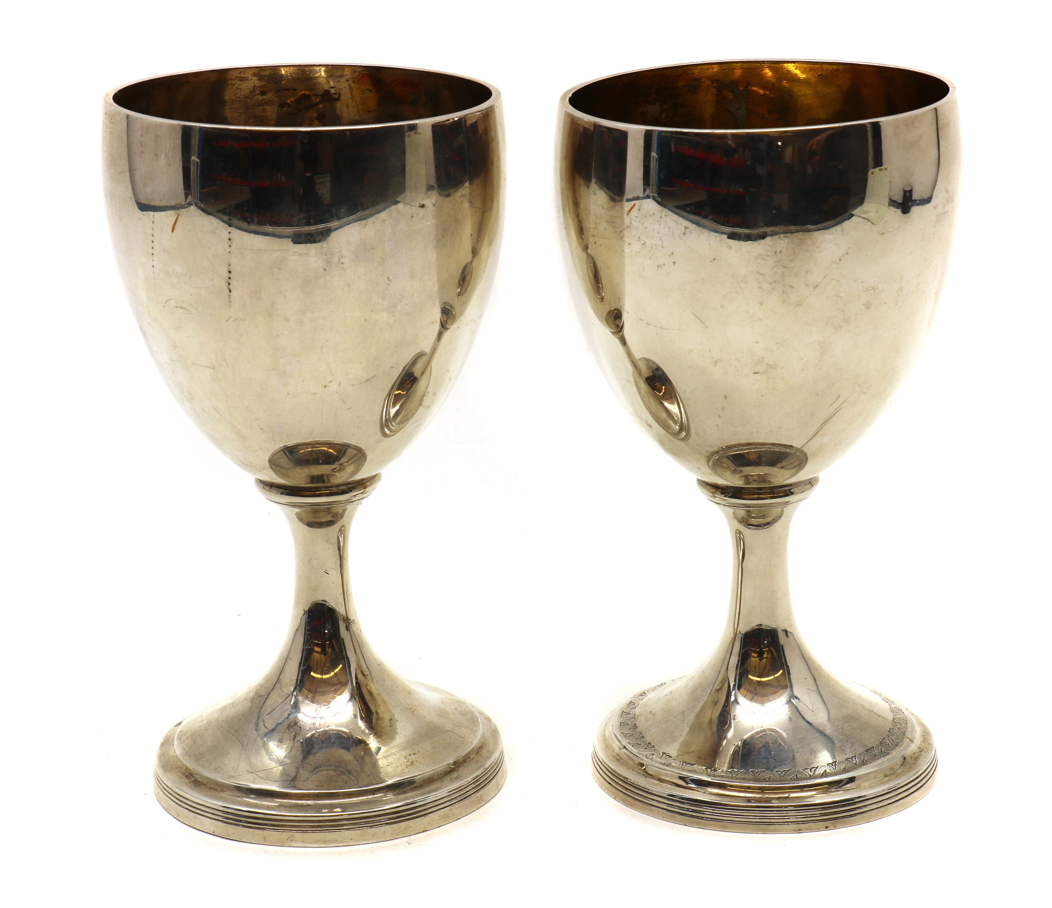 Lot 2 - A pair of Victorian silver goblets,
