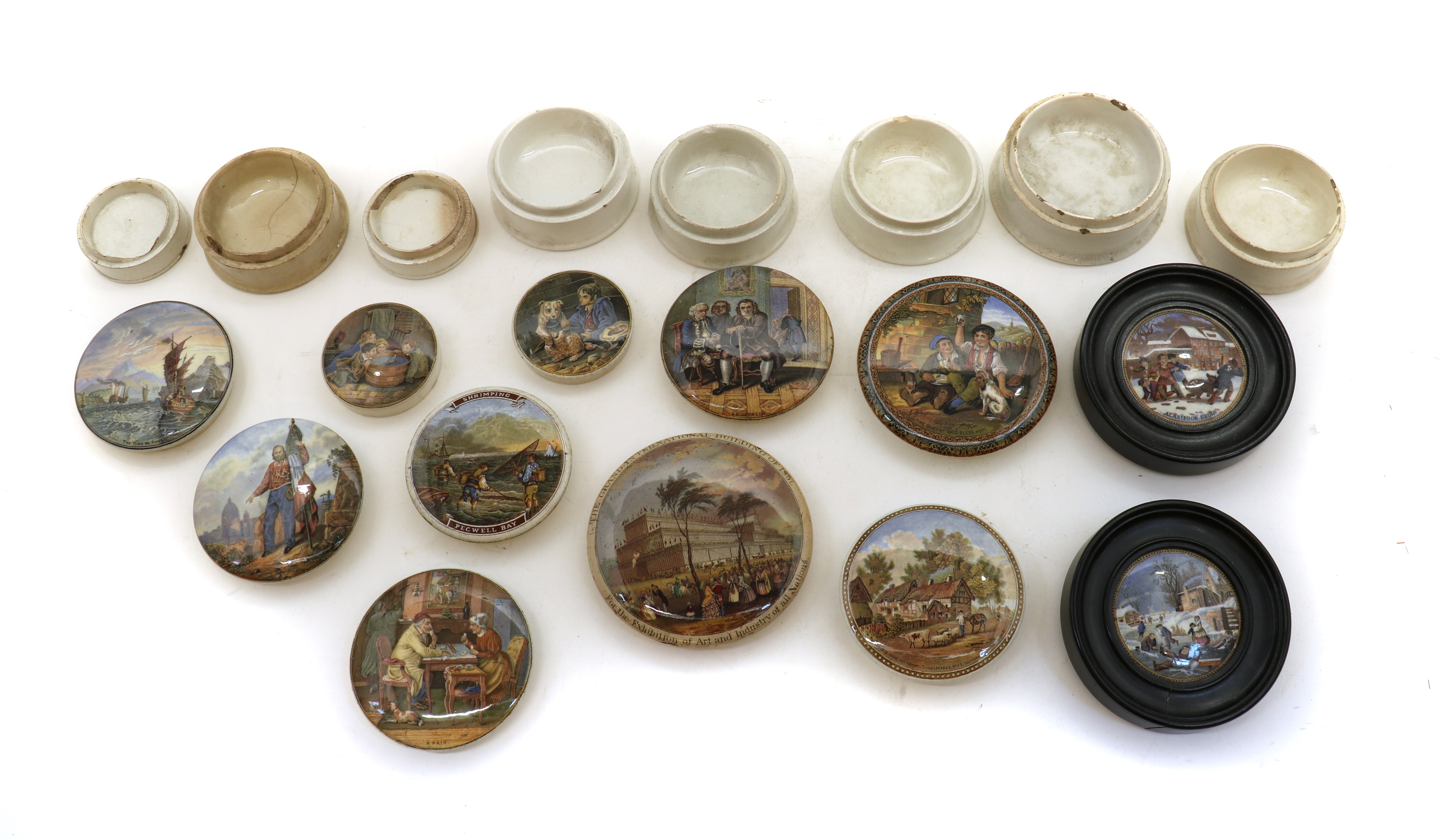 Lot 205 - A collection of Victorian ceramic pot lids