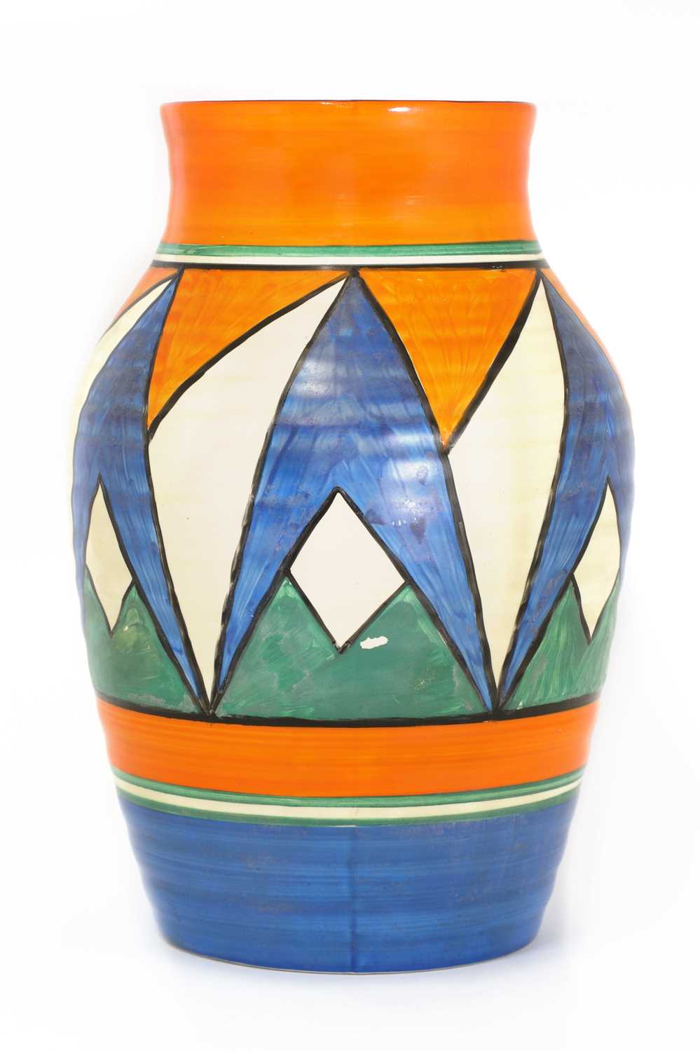 Lot 206 - A Clarice Cliff 'Diamonds' Isis jug,