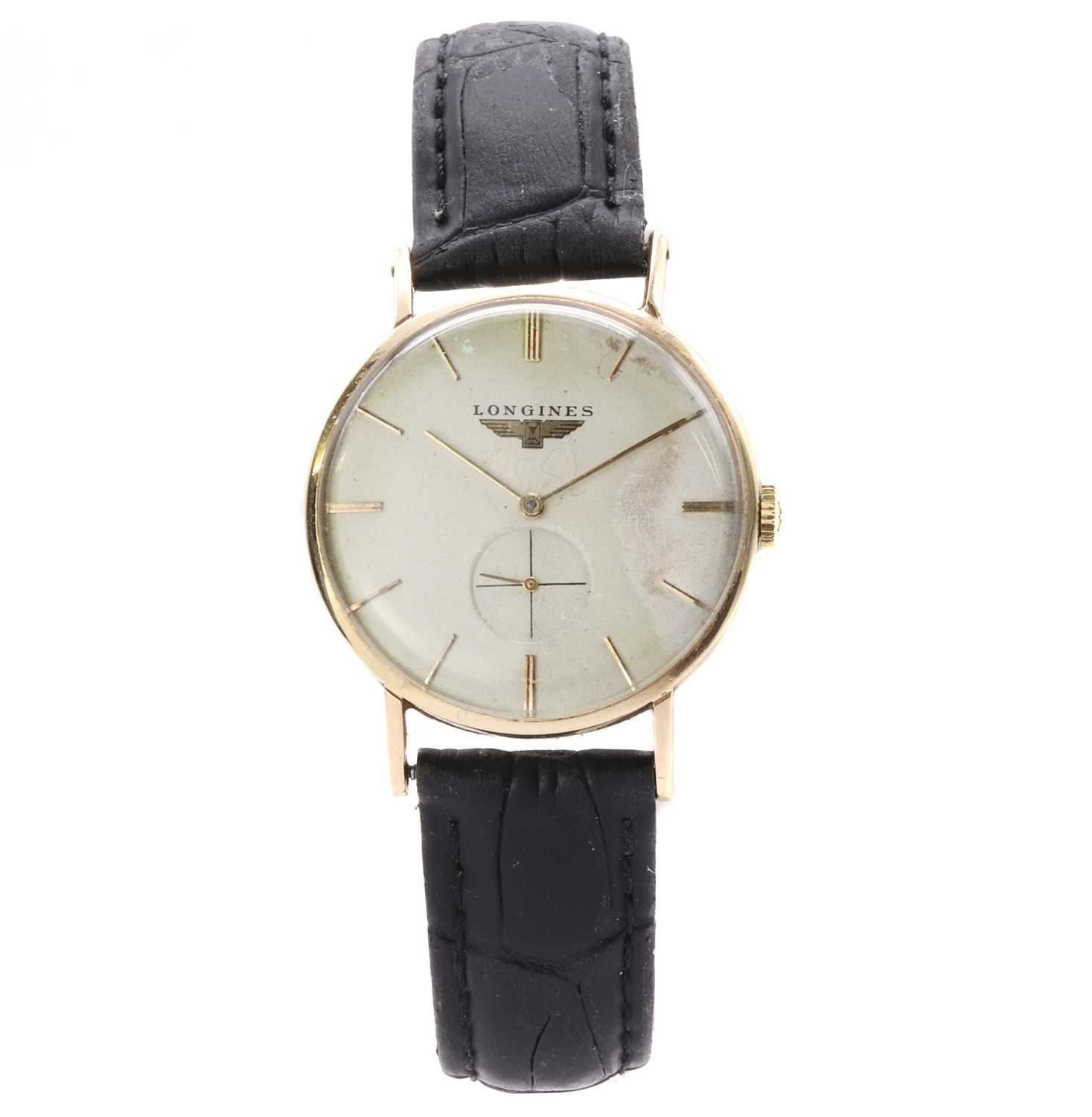 Lot 228 - A 9ct gold Longines mechanical strap watch,