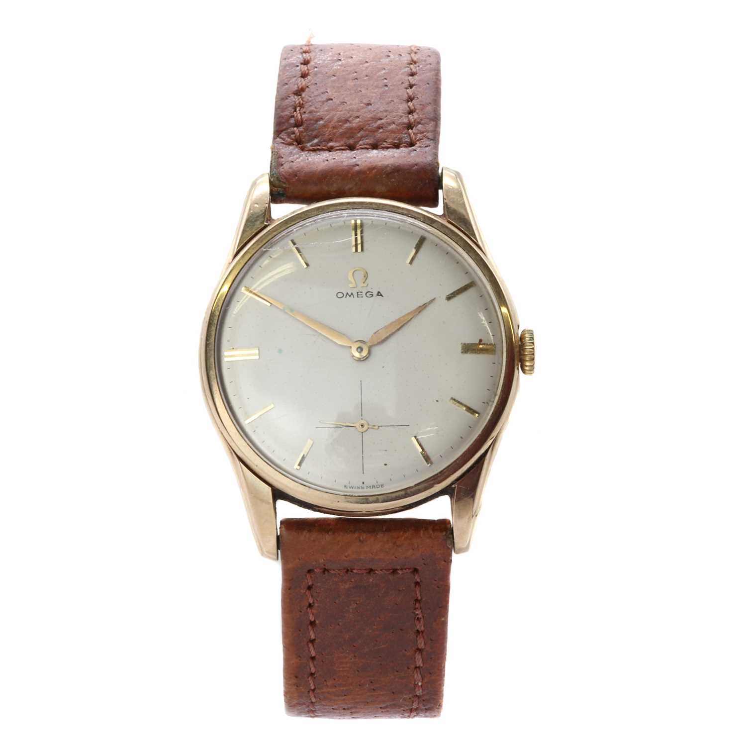 Lot 1436 - A 9ct gold Omega mechanical strap watch,