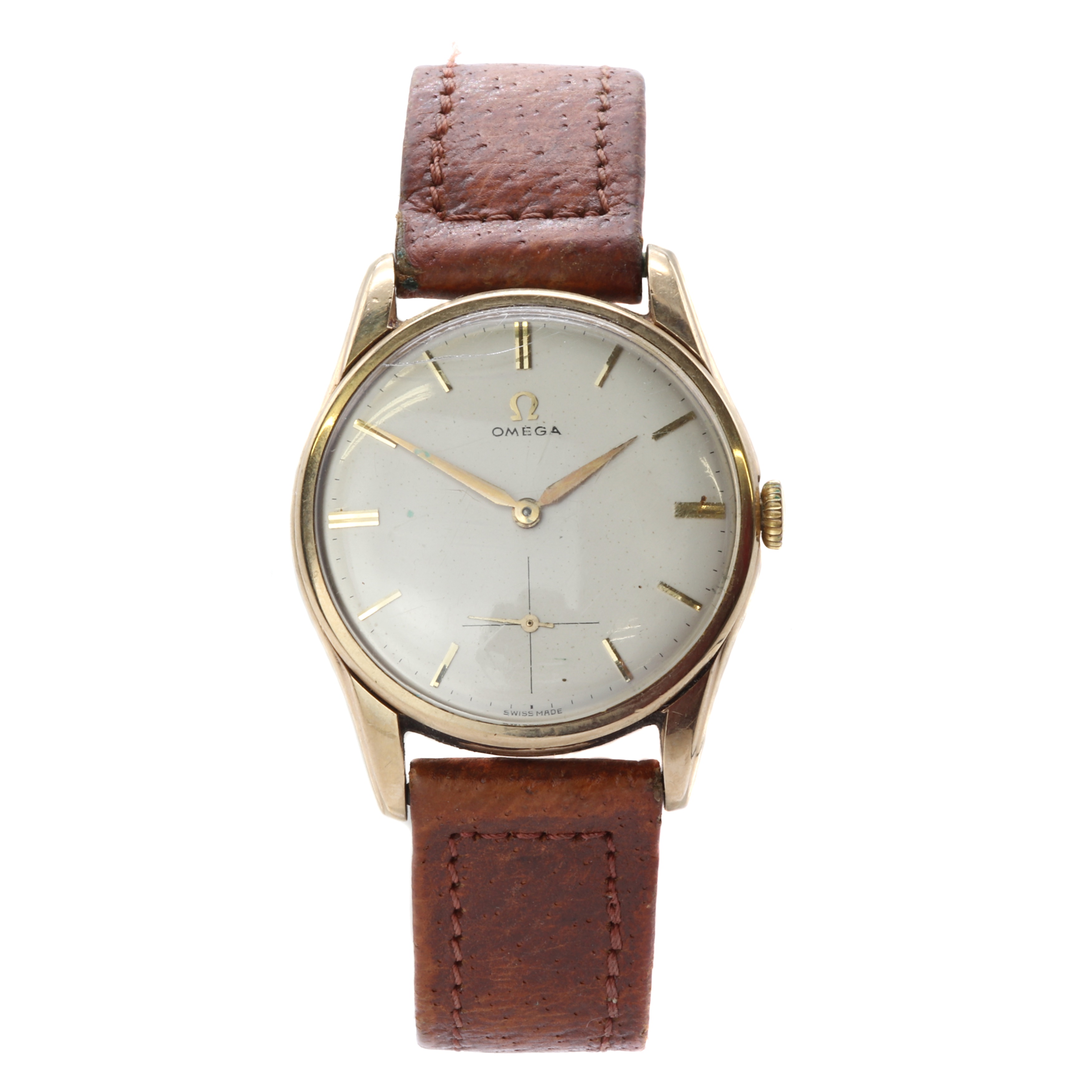 Lot 1436 - A 9ct gold Omega mechanical strap watch,