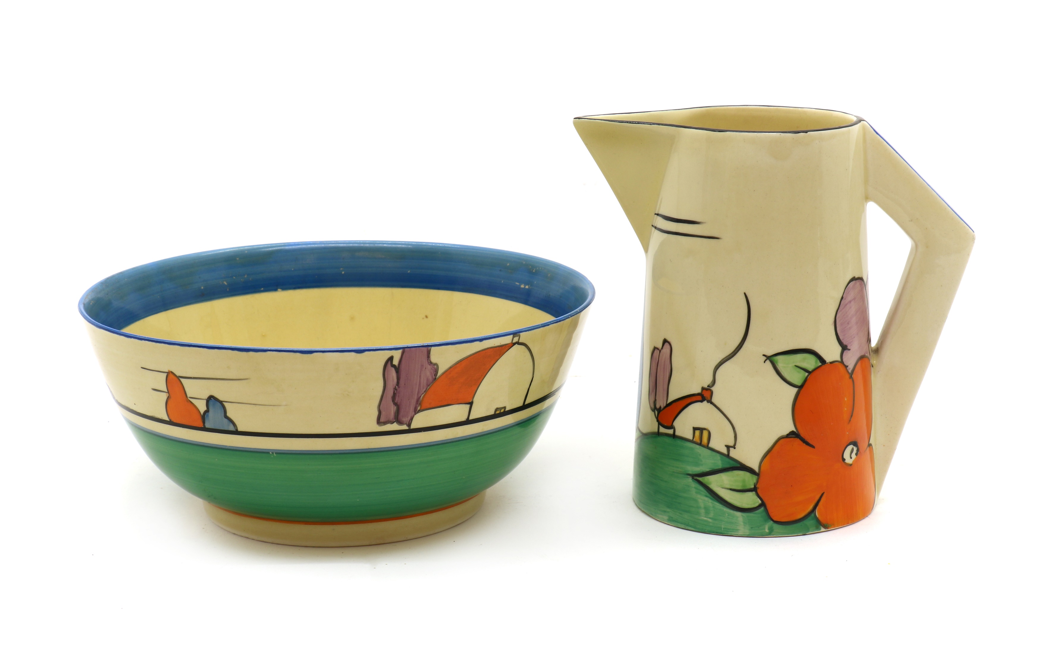 Lot 153 - A Clarice Cliff 'Poplar' conical jug