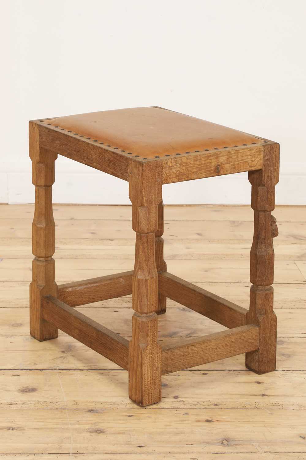 Lot 147 - A Robert 'Mouseman' Thompson oak stool,