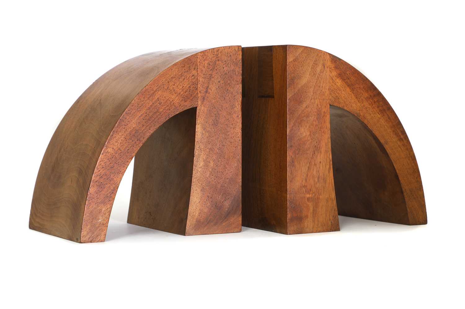 Lot 423 - A pair of walnut bookends,