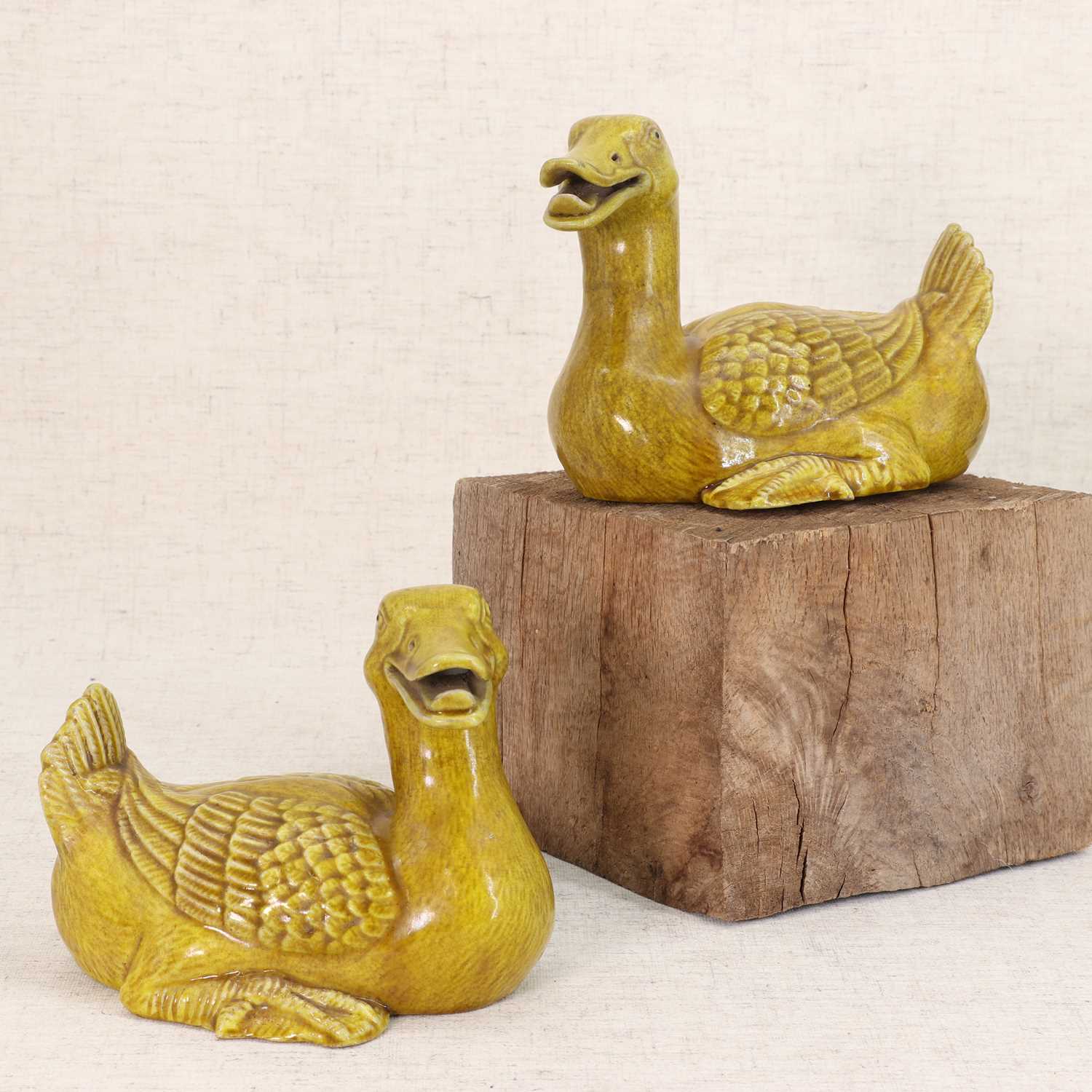 Lot 298 - A pair of Chinese porcelain ducks,