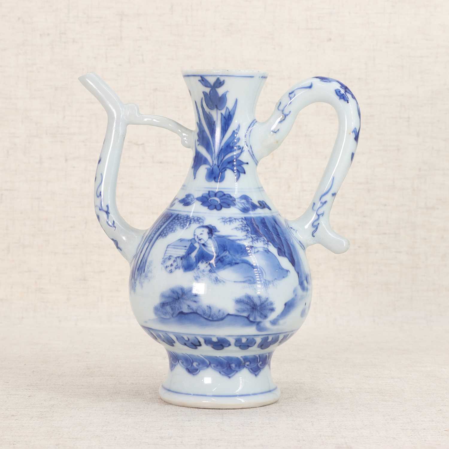 Lot 19 - A Chinese blue and white ewer,