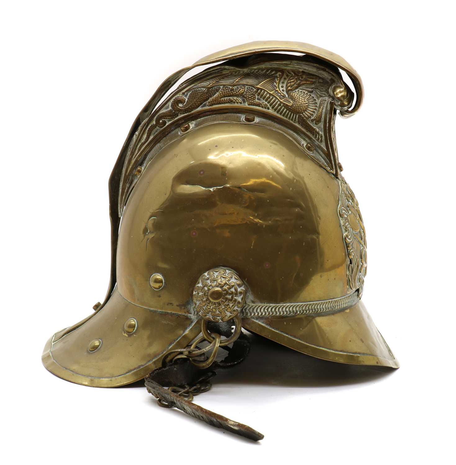 Lot 284 - A Merryweather pattern brass fireman's