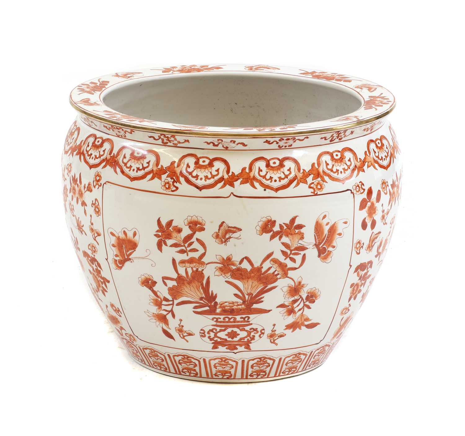 Lot 168 - A Chinese iron red fish bowl,