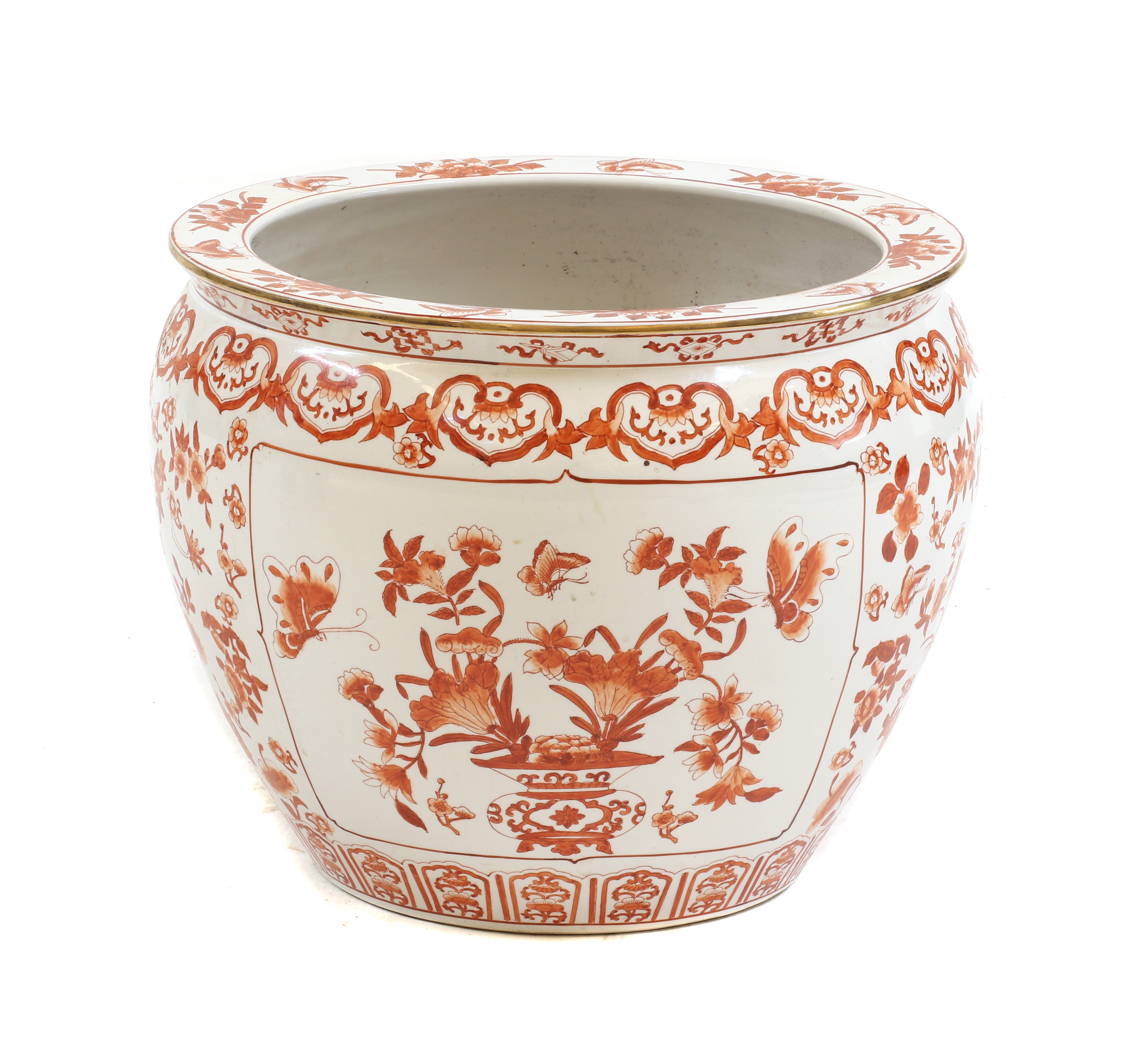 Lot 168 - A Chinese iron red fish bowl,