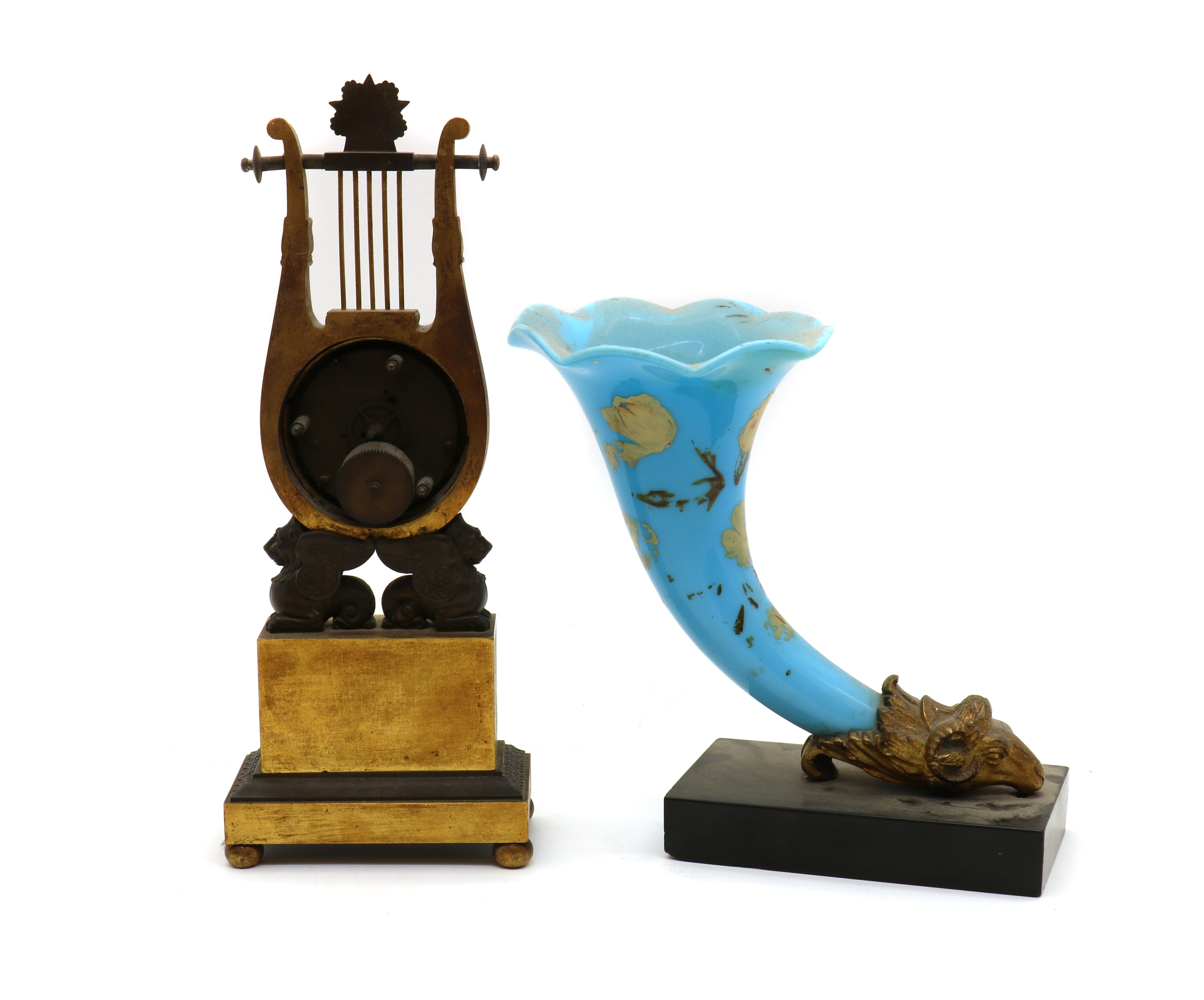 Lot 200 - A blue glass cornucopia,